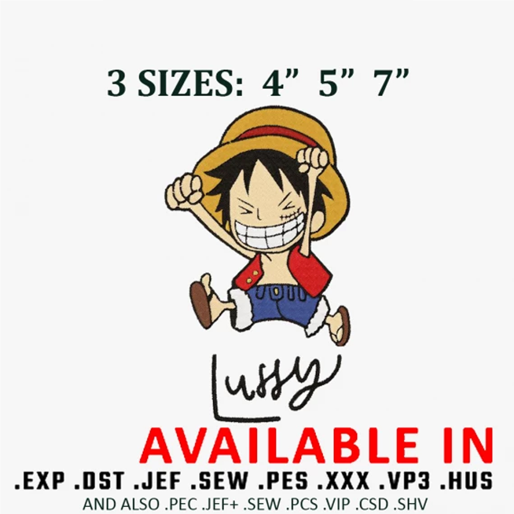 Luffy chibi Embroidery Design, Anime design, Anime shirt, An | Inspire ...
