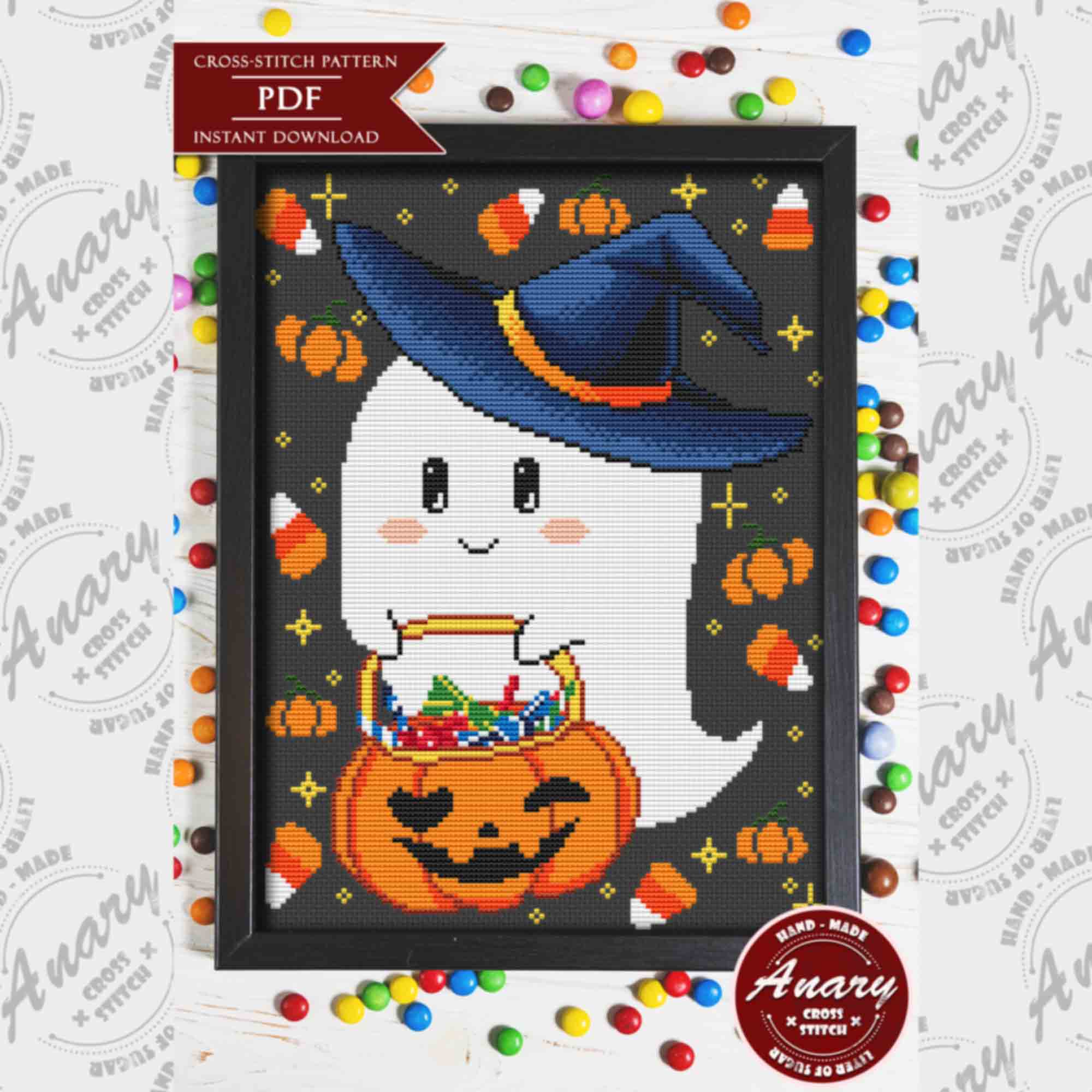 Halloween Ghost Cross Stitch Pattern - Inspire Uplift