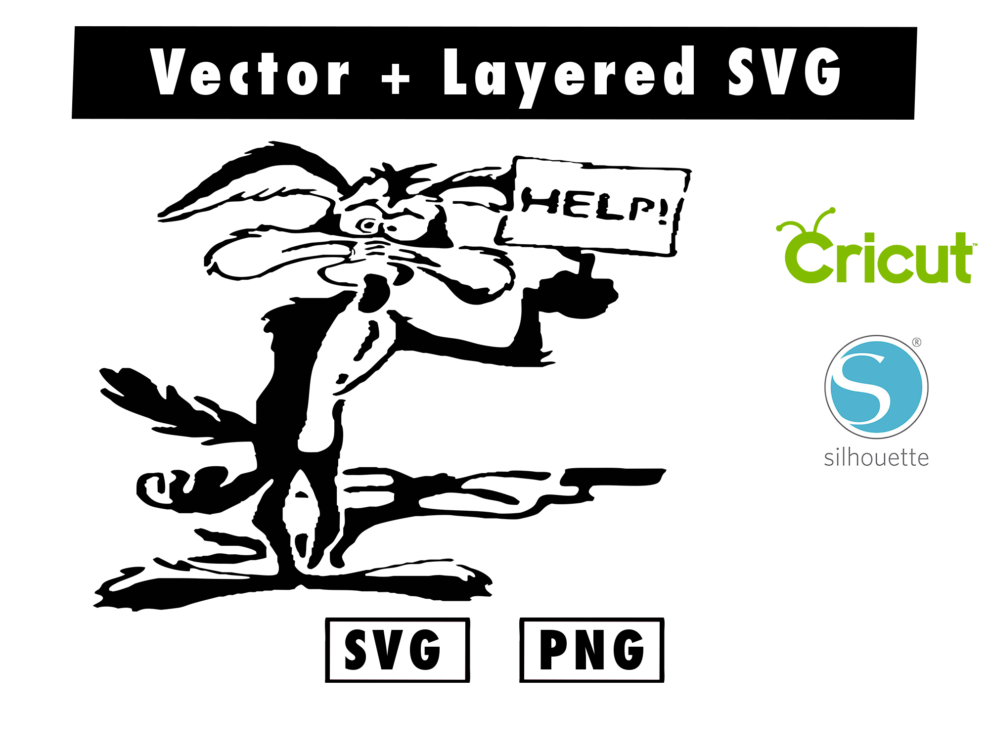 Wile E. Coyote svg and png files for cricut machine , anime | Inspire ...
