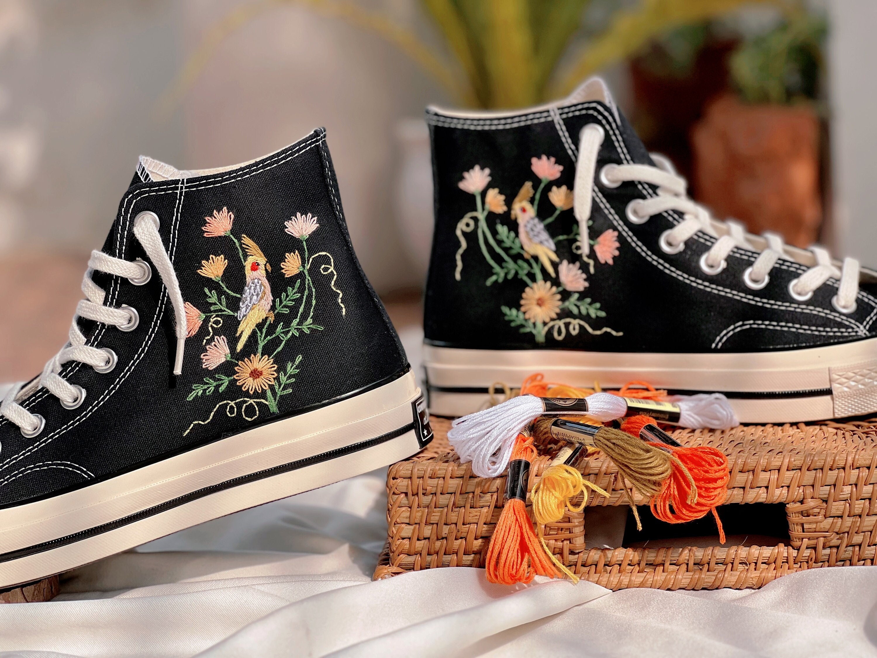 Converse Flower And Pet,Custom Converse Bird And Flower Gard | Inspire ...