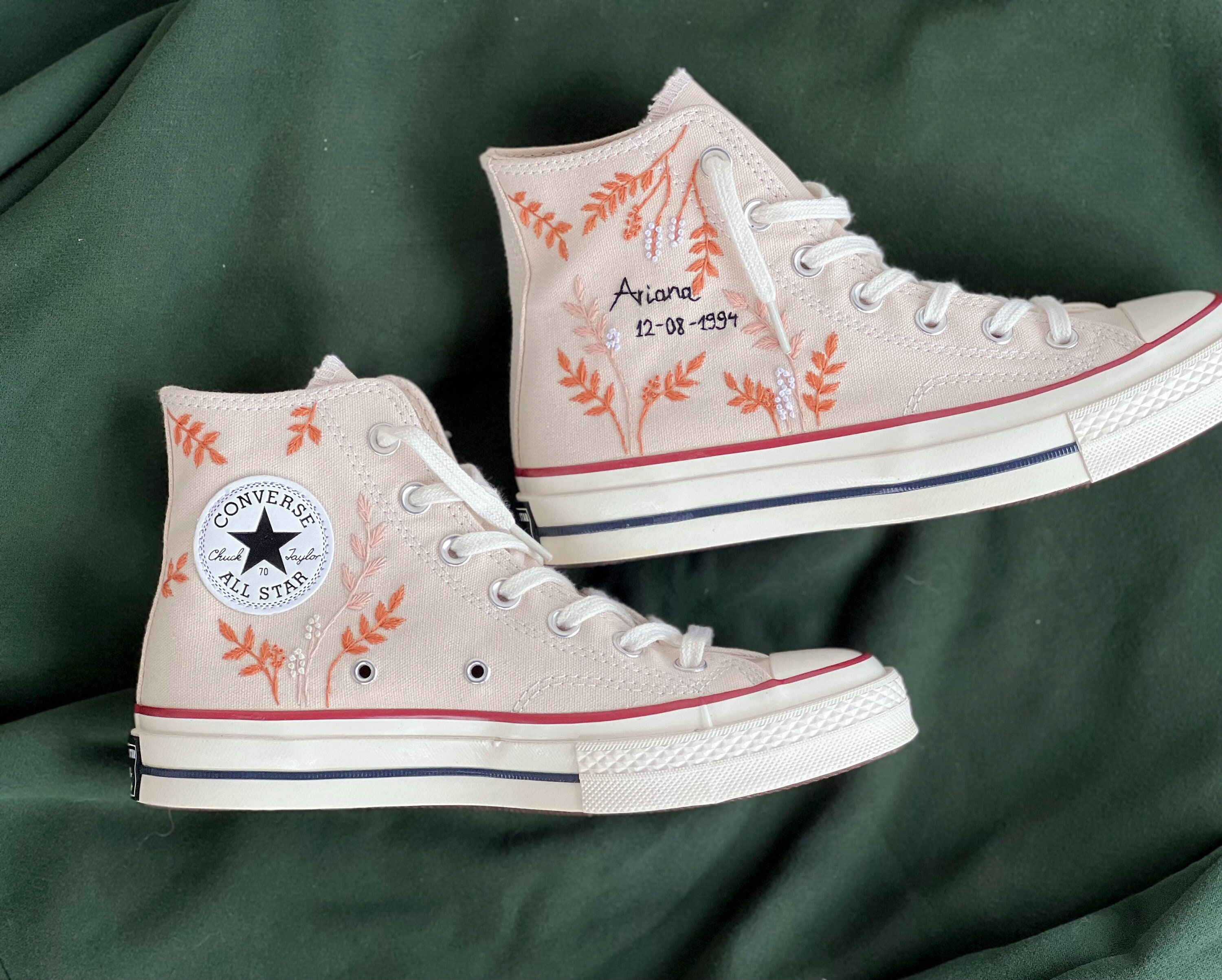 Custom Converse Orange Tree Leaves Cover The Wedding Day And | Inspire ...
