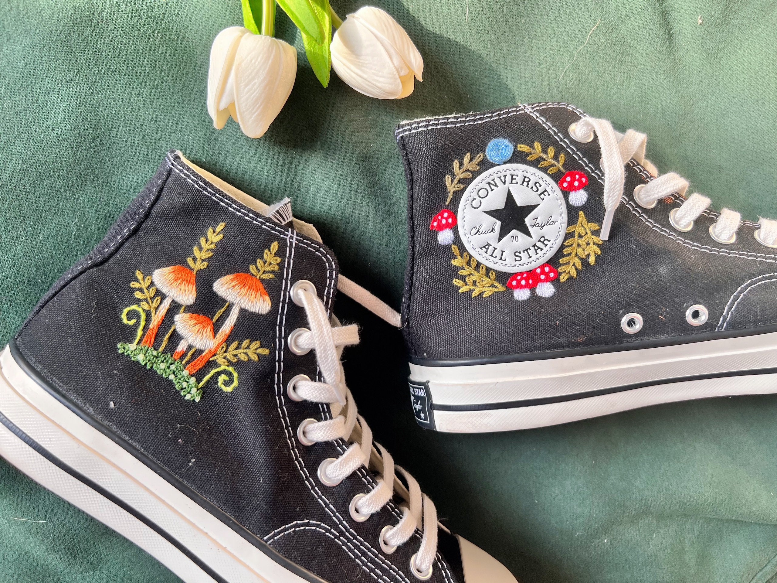 Embroidered Orange mushrooms,Converse High Tops Chuck Taylor | Inspire ...