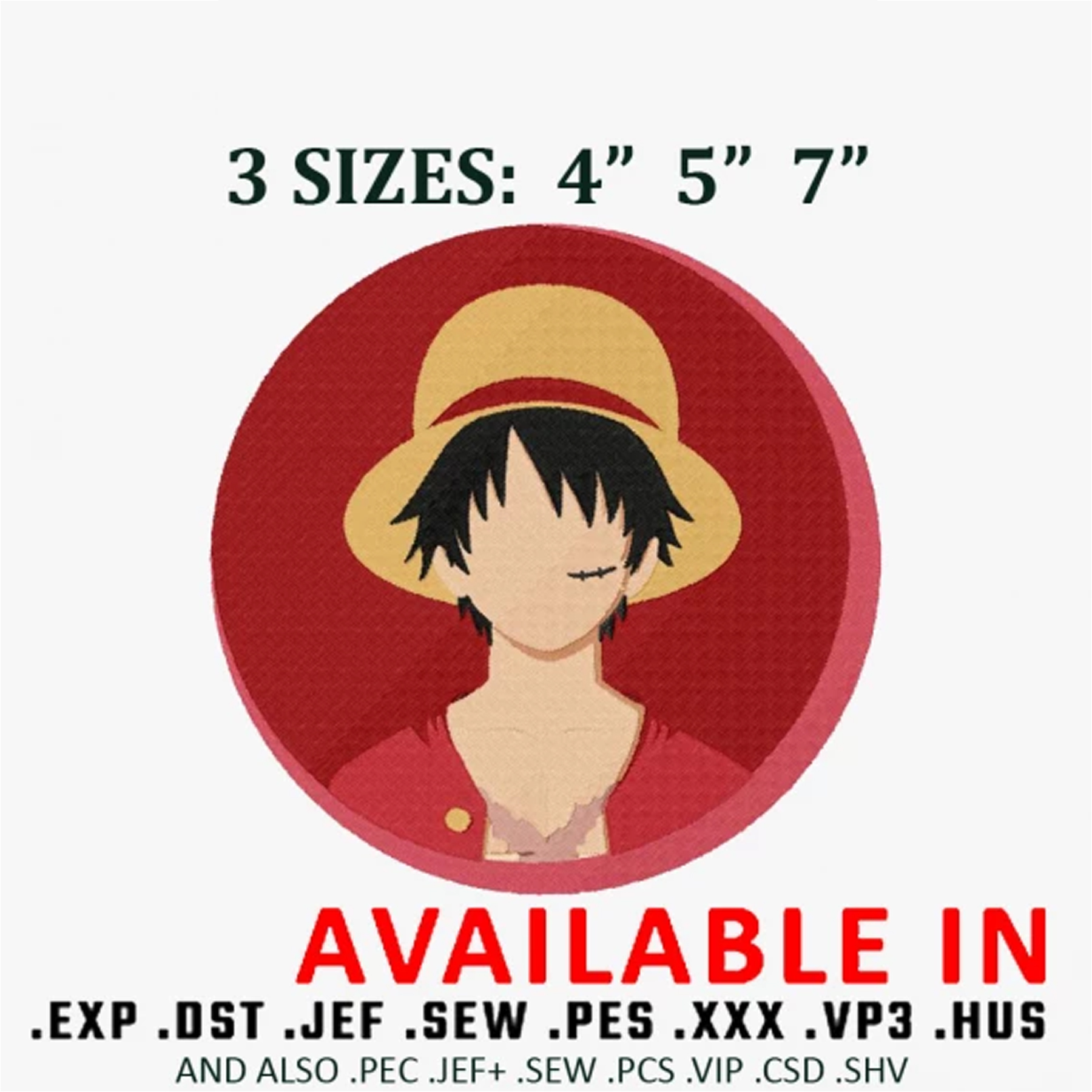 Luffy Circle Vector Embroidery Design, Anime shirt, Anime de | Inspire ...