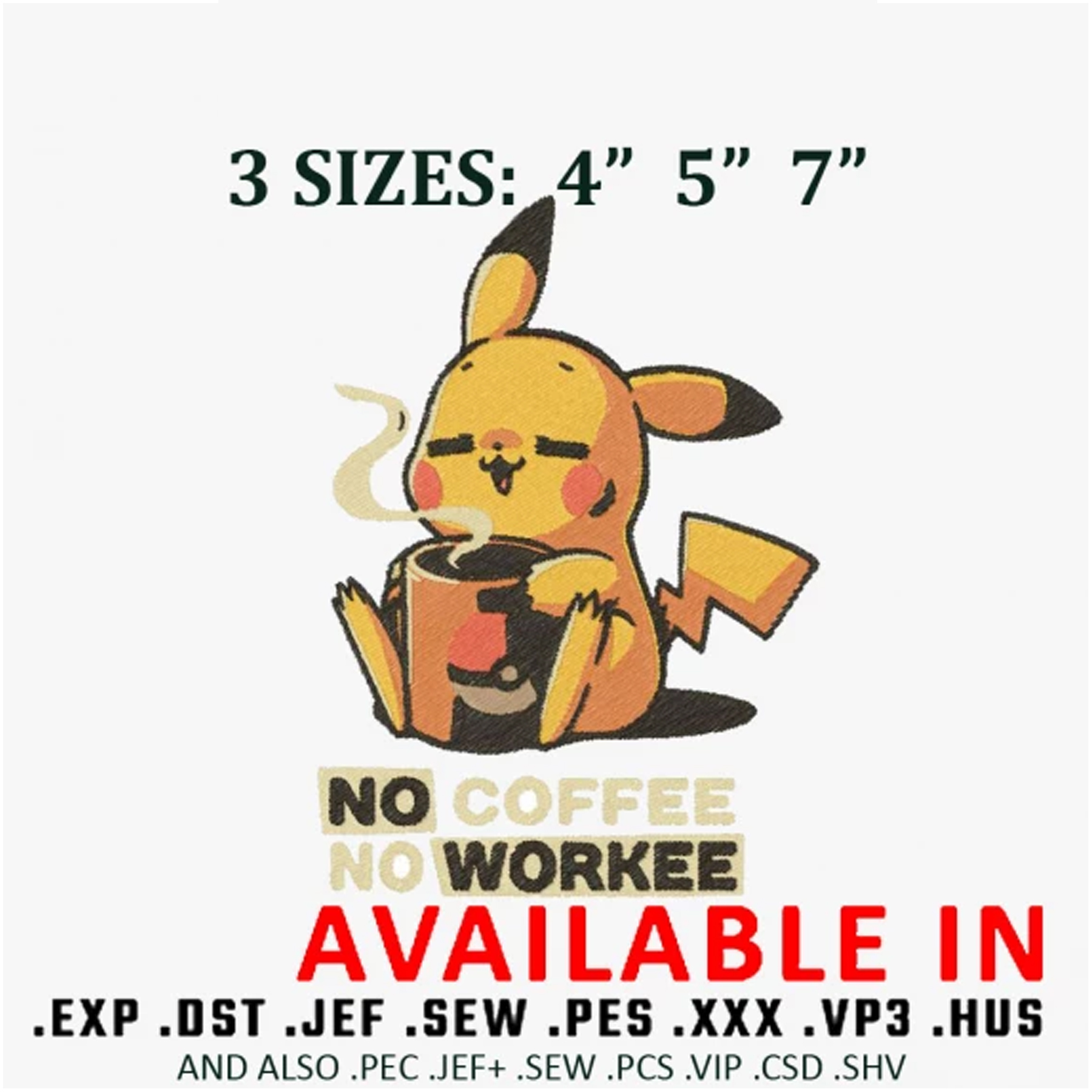 Pikatchu coffee embroidery design, Anime Embroidery, Anime d | Inspire ...