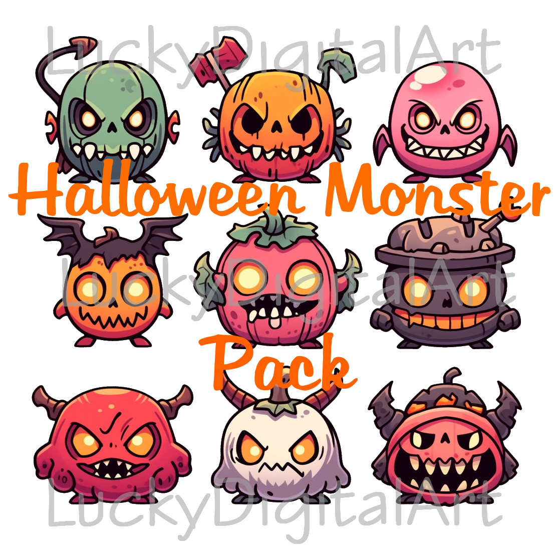 Halloween Monsters pack / PNG stickers / Goodnotes PNG stick - Inspire ...