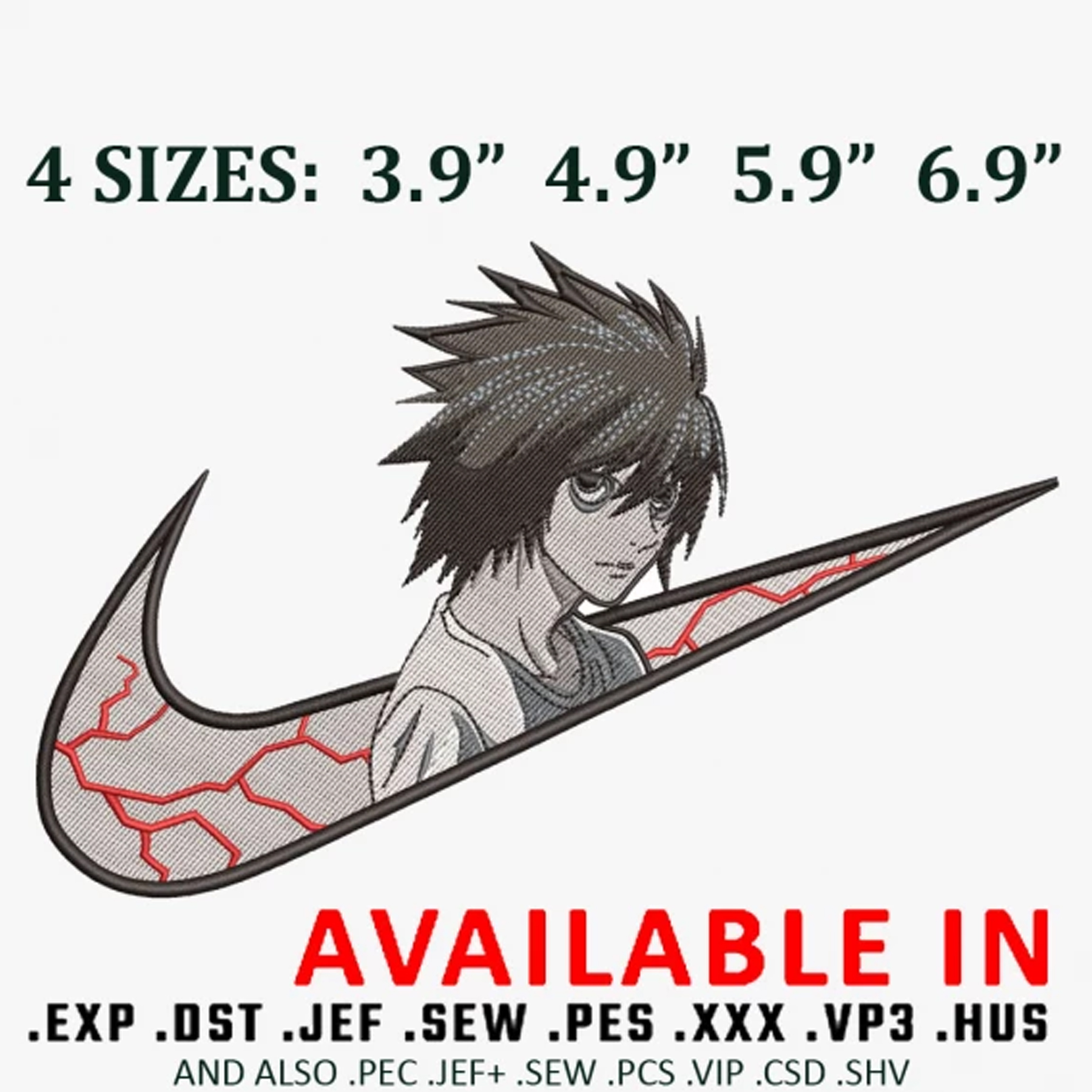 Swoosh X L Lawlie Death Note Embroidery Design, Anime shirt, | Inspire ...