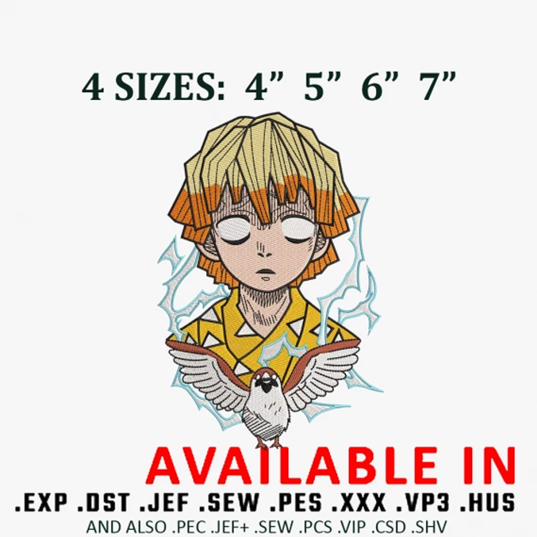 Zenitsu Agatsuma Embroidery Design, Anime design, Anime shir | Inspire ...