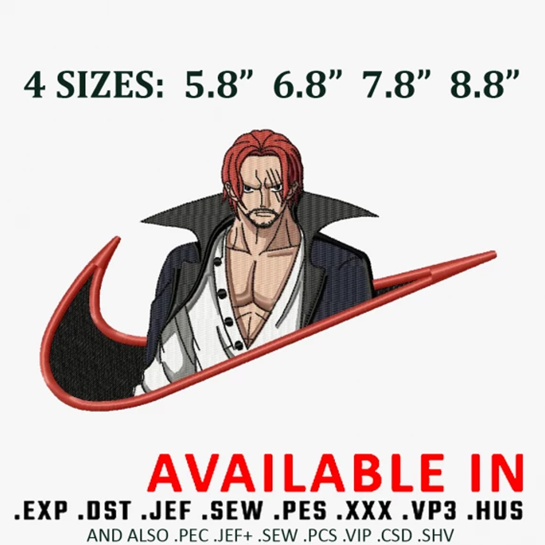 Shanks x logo nike embroidery design, Anime shirt, Embroider | Inspire ...