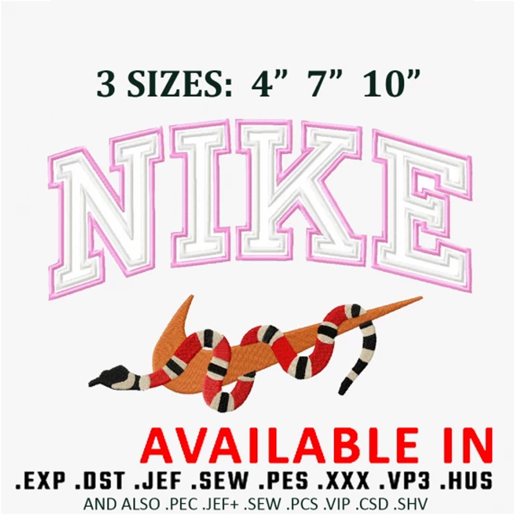 Snake x logo nike embroidery design, Embroidered shirt, Anim - Inspire ...