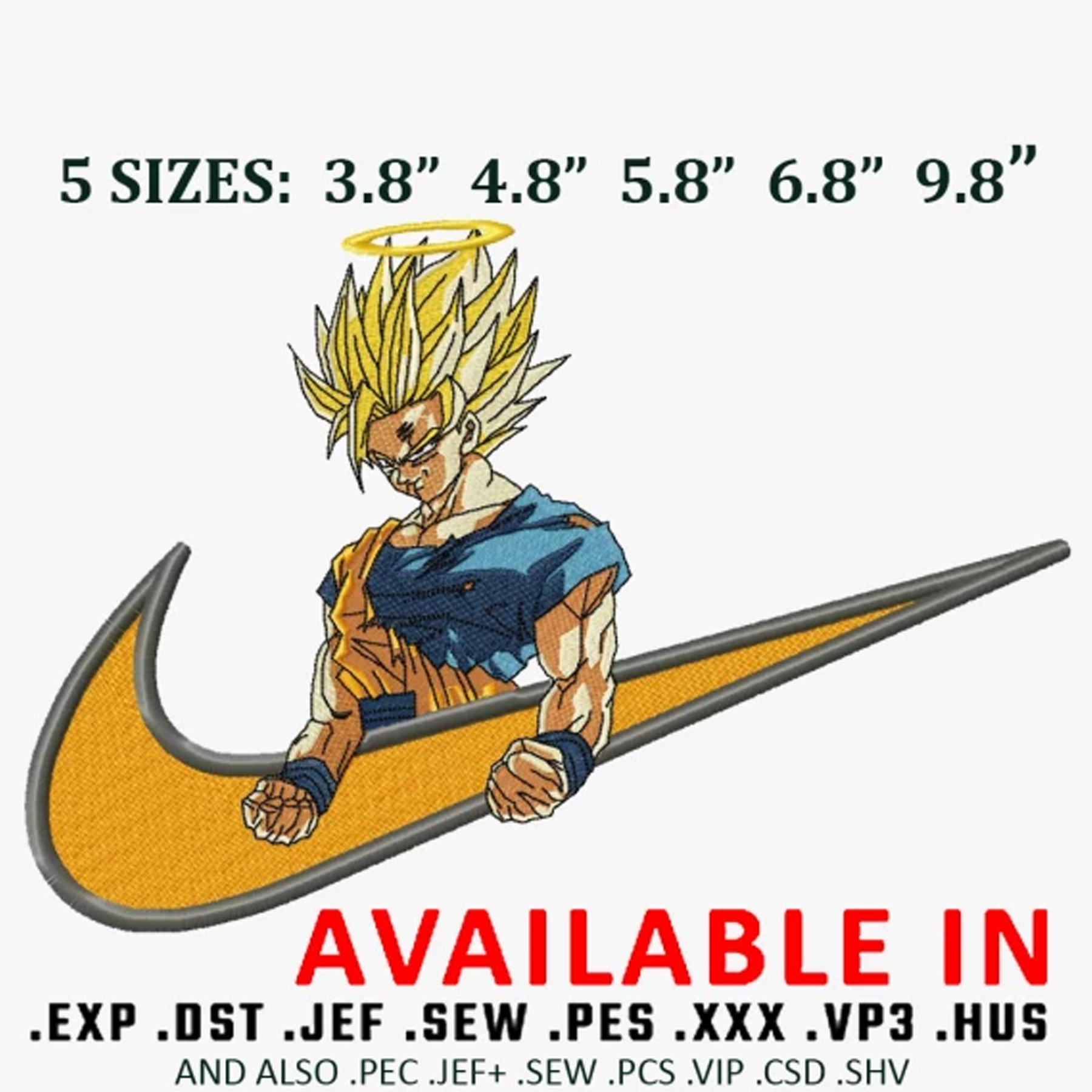 Swoosh x goku ssj embroidery design, Embroidered shirt, Anim - Inspire ...