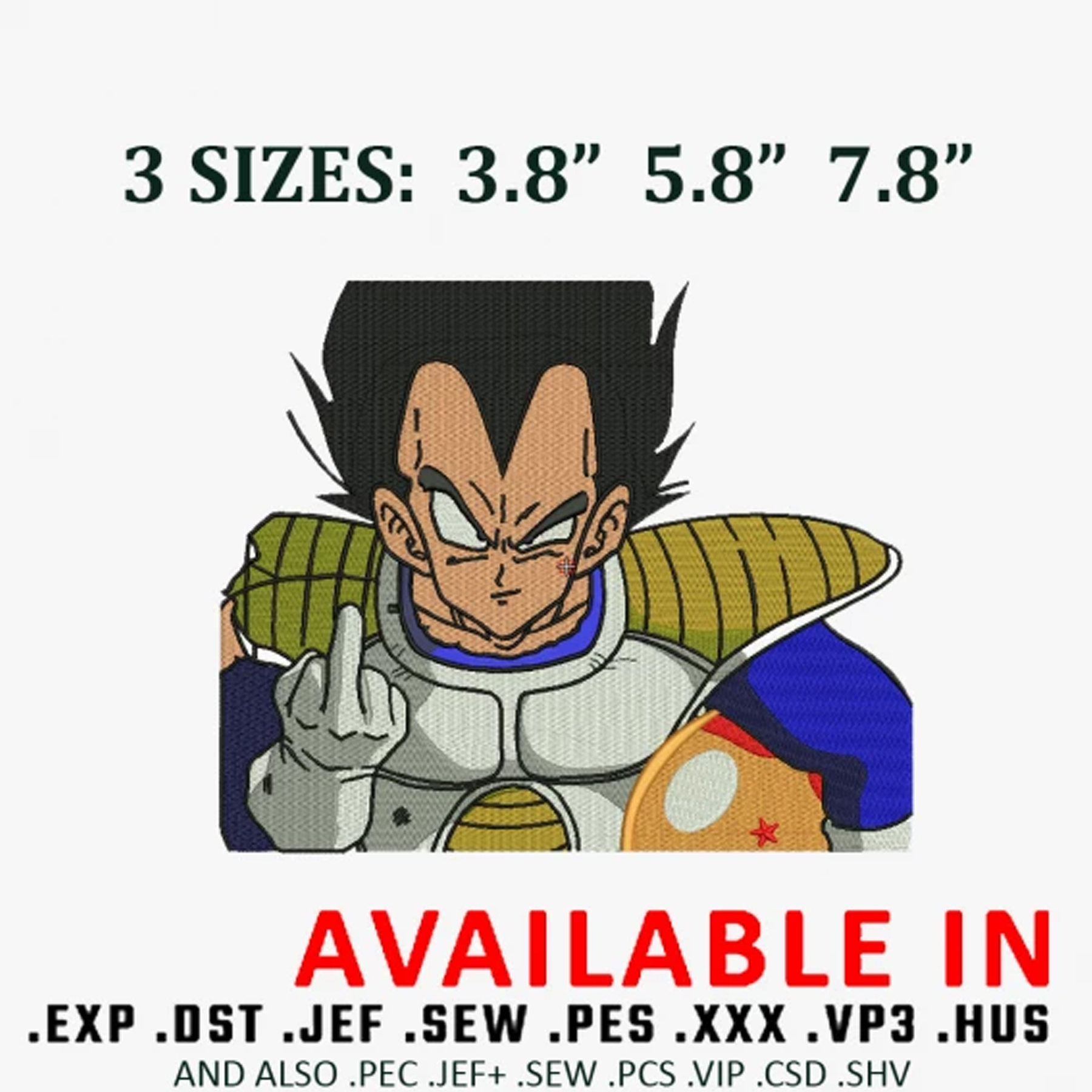 Vegeta frame embroidery design, Anime Embroidery, Anime shir | Inspire ...