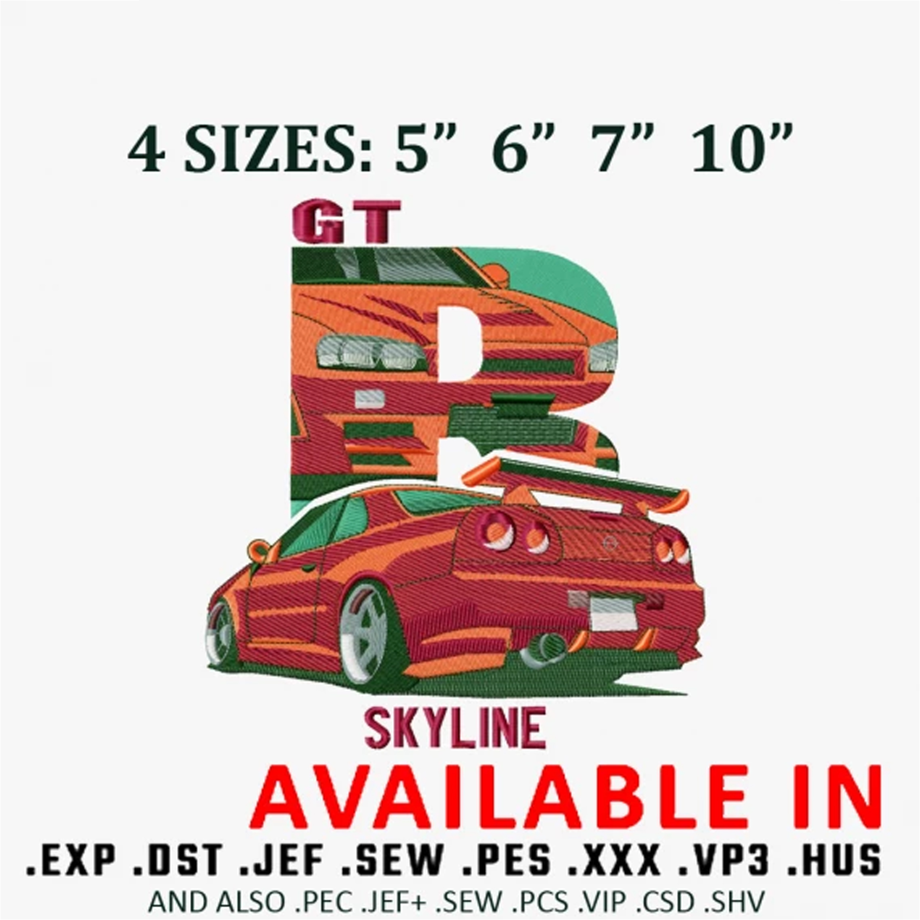 Nissan Skyline Embroidery Design, Logo design, Car shirt, Lo - Inspire ...