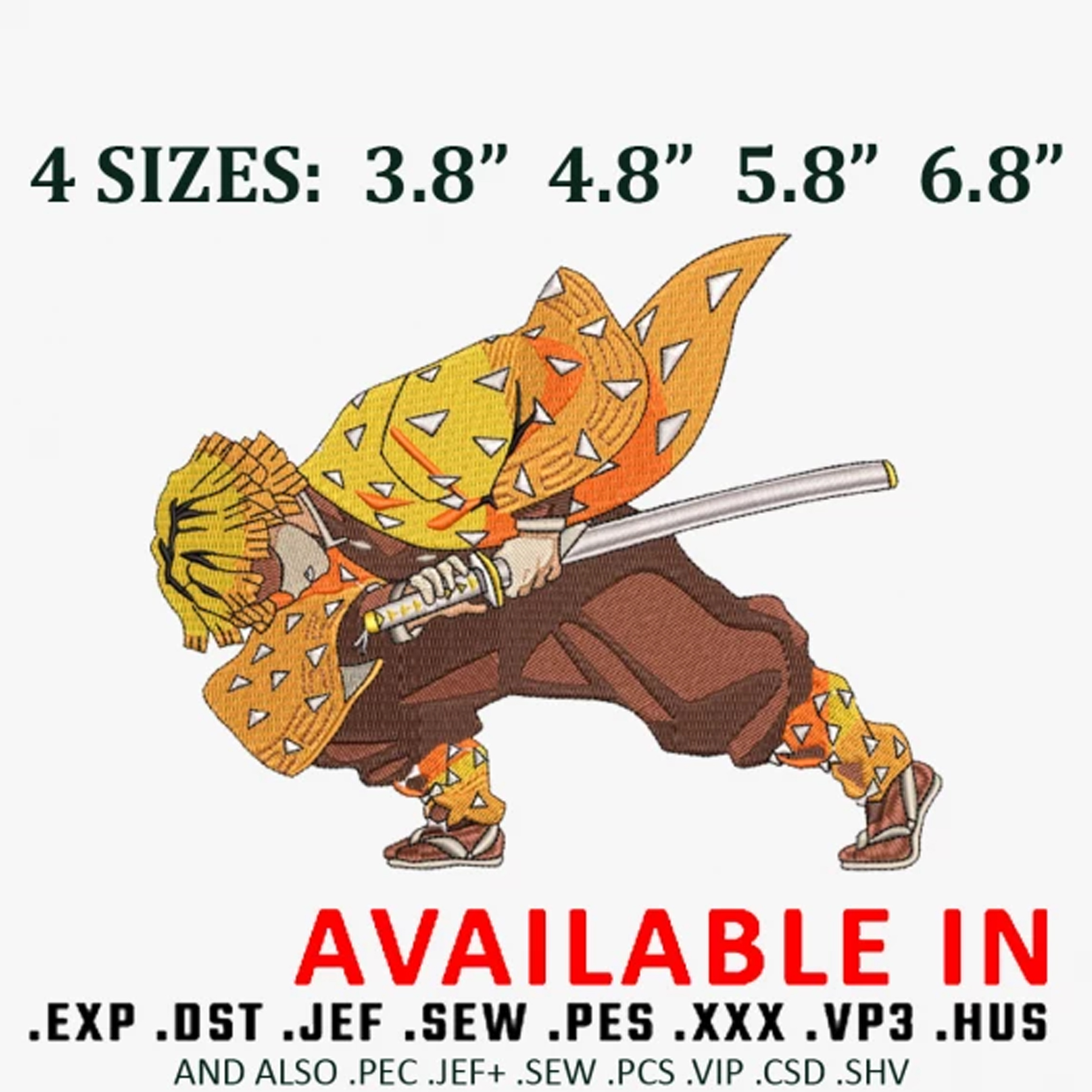 Zenitsu sleep attack embroidery design, Anime Embroidery, An | Inspire ...