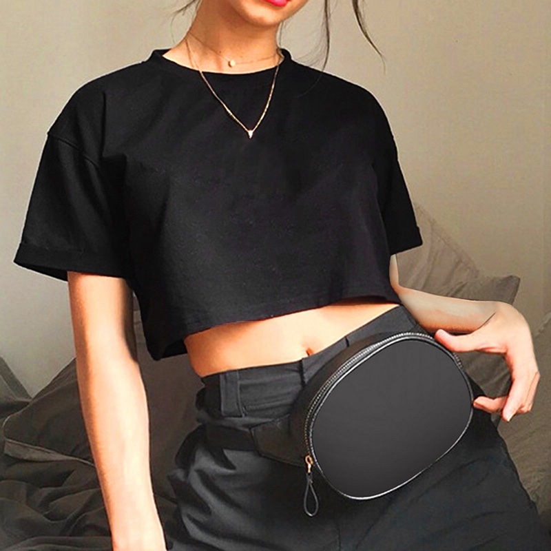 Loose Crop Top Casual Black Femme Navel T-shirt Sexy Minimal | Inspire ...