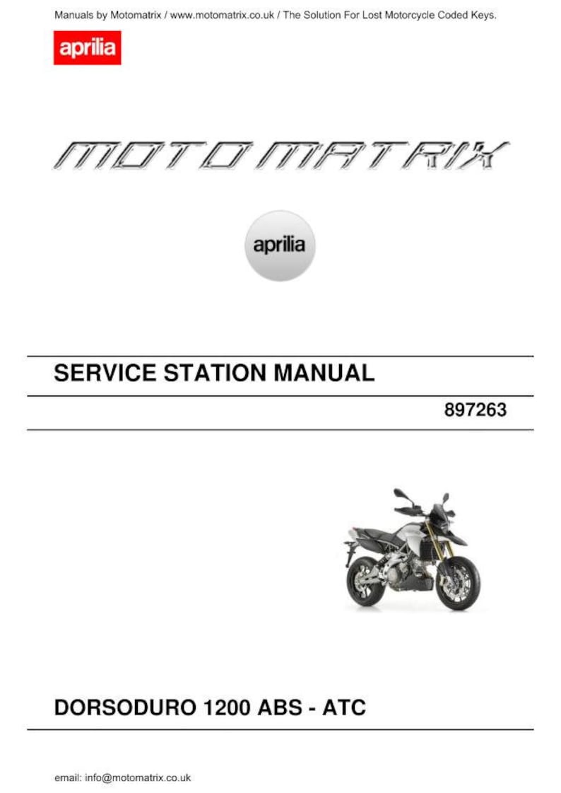 Aprilia Dorsoduro 1200 ABS ATC SM 2010 workshop manual - Inspire Uplift