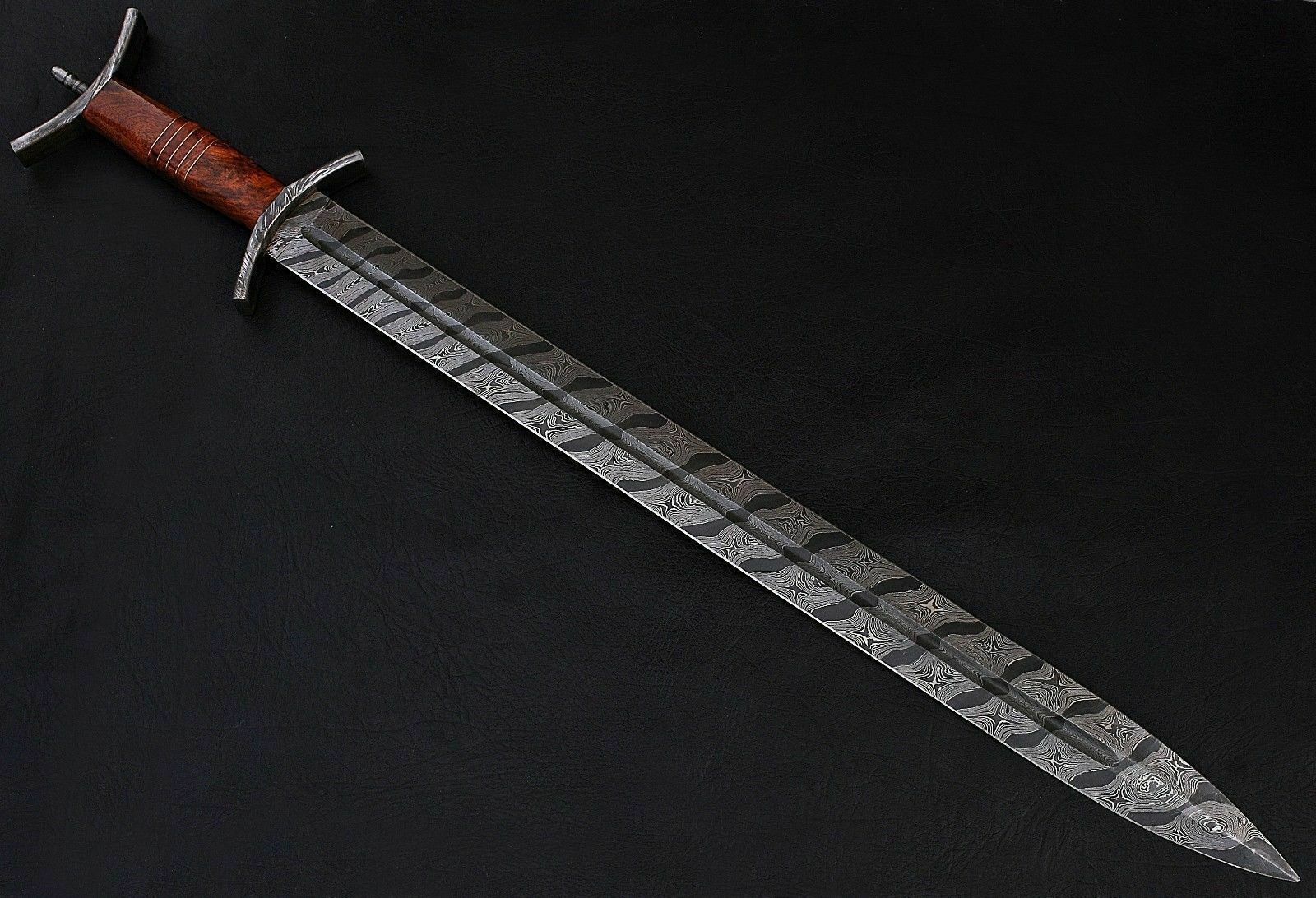 BEAUTIFUL CUSTOM HANDMADE 30 in DAMASCUS STEEL HUNTING SWORD | Inspire ...