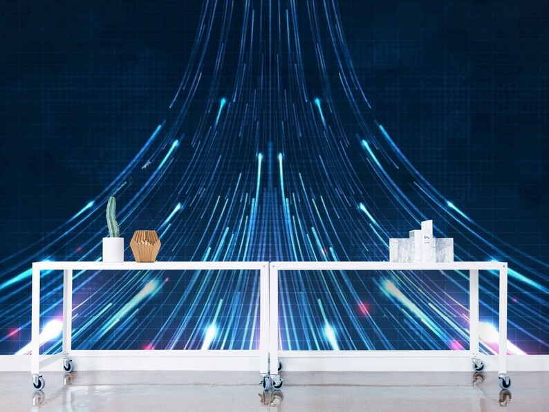 Internet Speed Mural Digital Design Blue Streak 3D Art | Inspire Uplift
