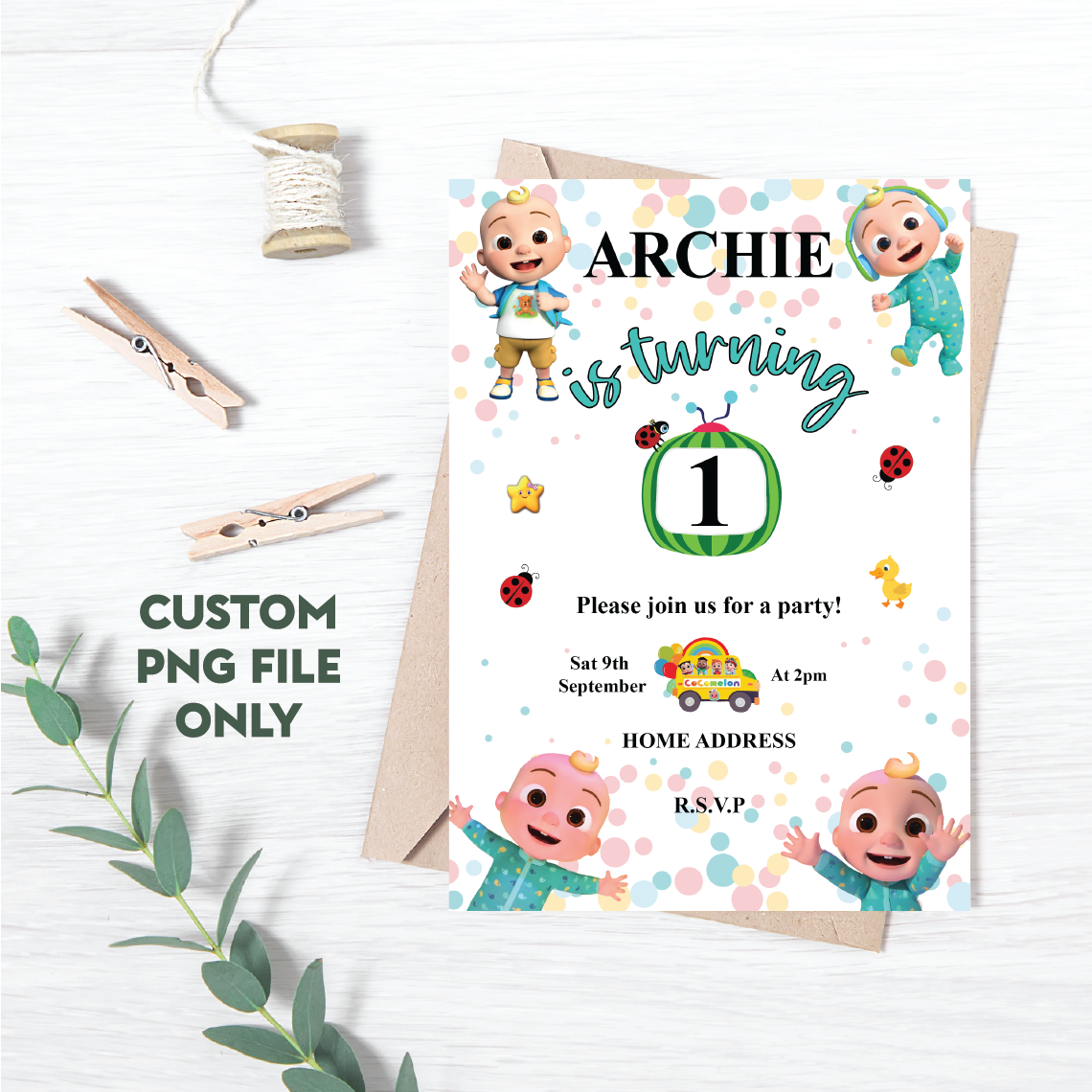 Personalized Kids Birthday, Coco Birthday Invitation, Melon | Inspire ...