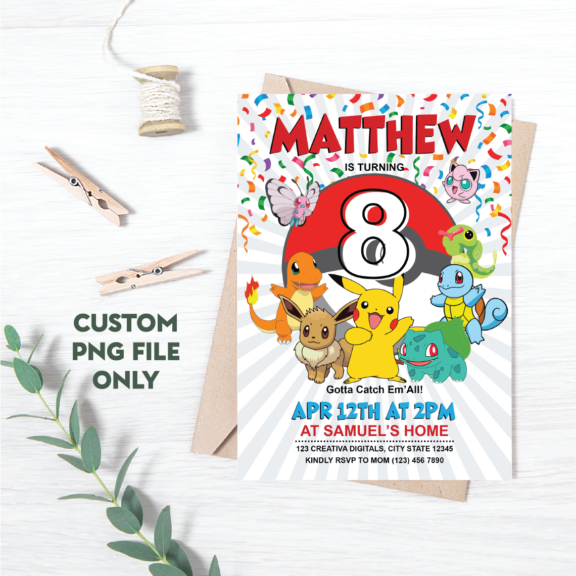 Personalized File Pokemon Invitation | Editable Invitation | | Inspire ...