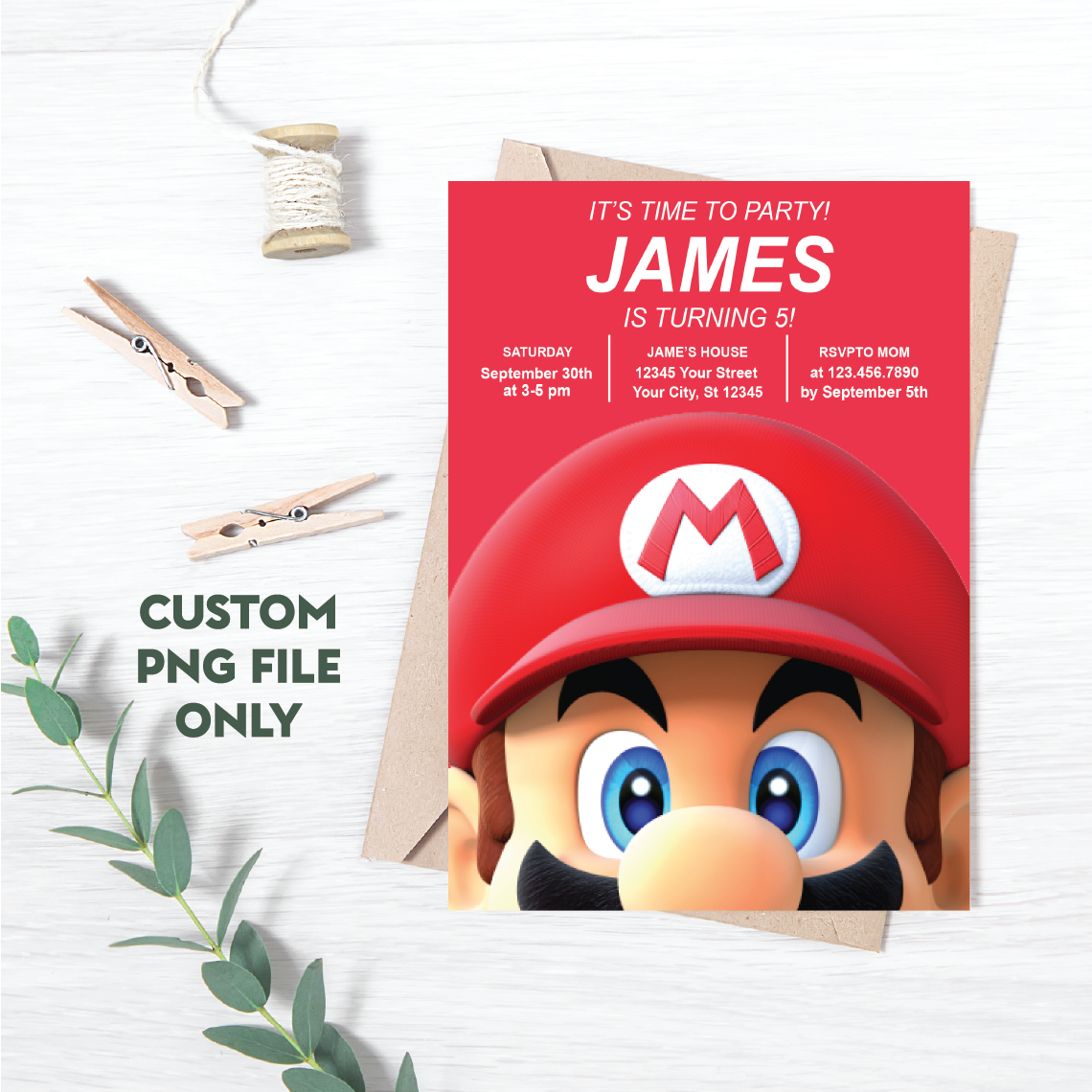 Personalized File Mario Bros Invitation, Super Mario Birthda | Inspire ...