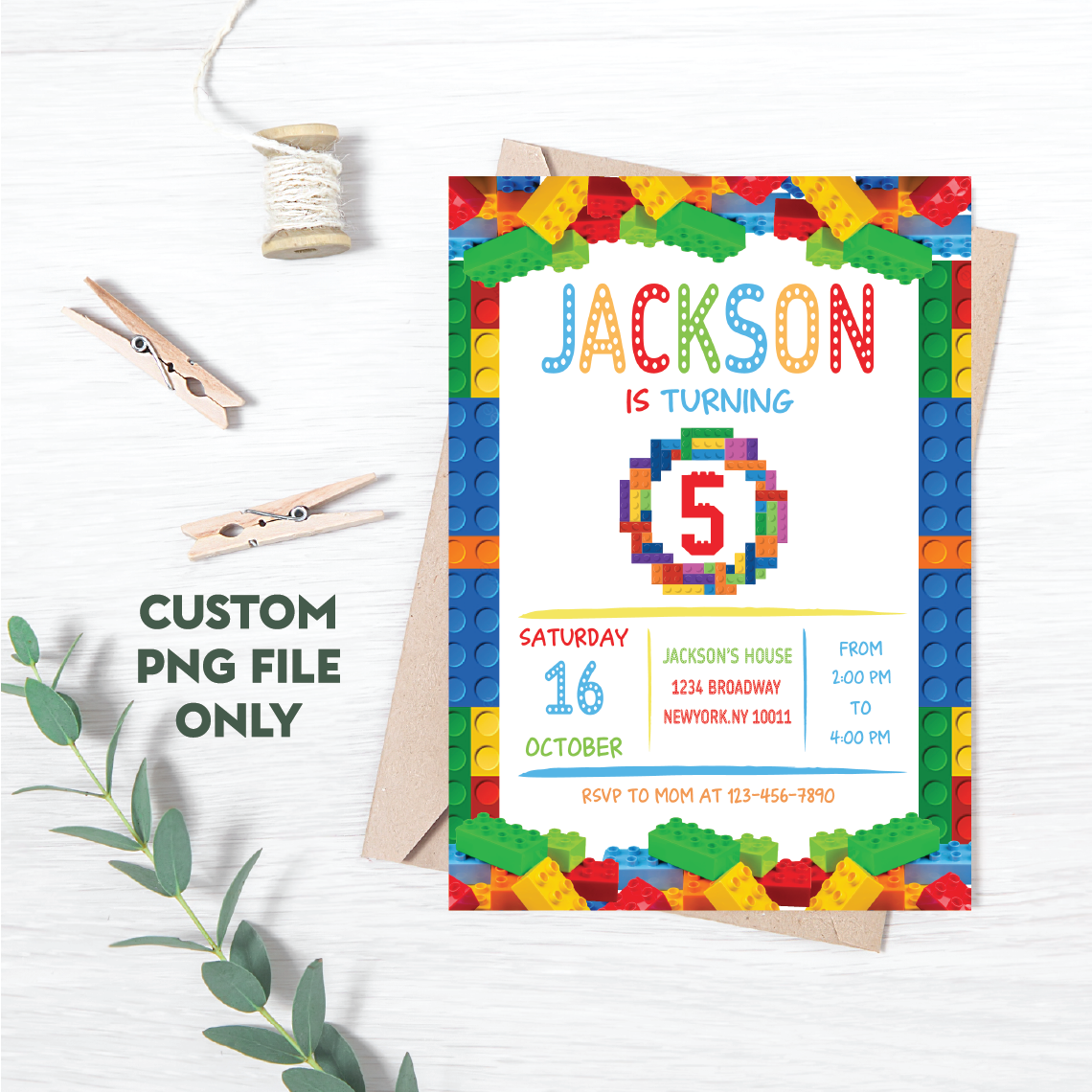 Personalized File Building Blocks Birthday Invitation | Buil - Inspire ...