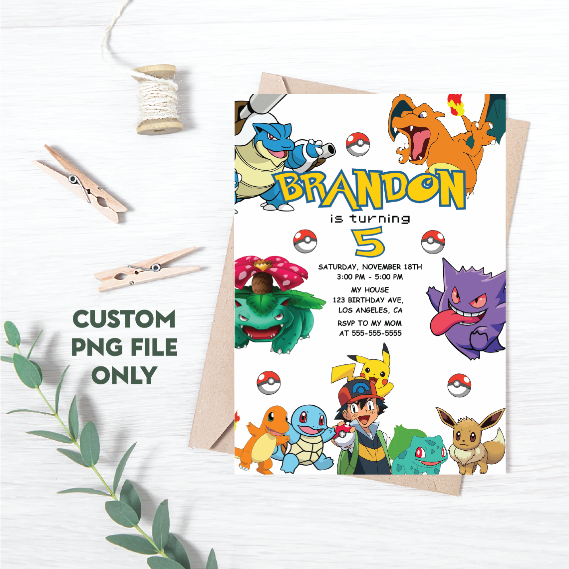 Personalized File Pokemone Birthday Invitation Digital, Poke | Inspire ...