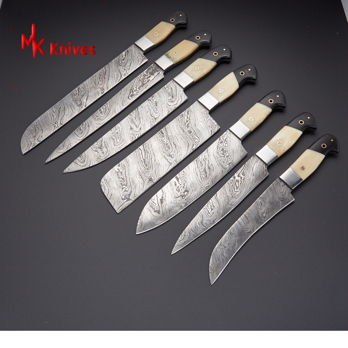 DAMASCUS MULTI USE KITCHEN KNIFE SET OF 7 PCShand forged set | Inspire ...