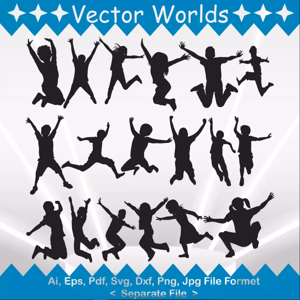 Kids Jump svg, Kids Jumps svg, Kids, Jump, SVG, ai, pdf, eps | Inspire ...