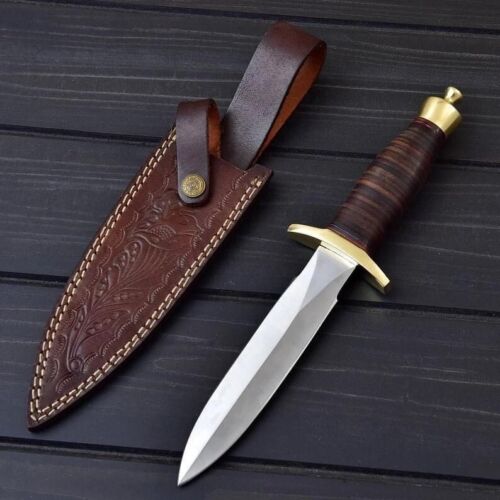 CUSTOM HANDMADE D2-STEEL HUNTING DAGGER WITH LEATHER HANDLE | Inspire ...