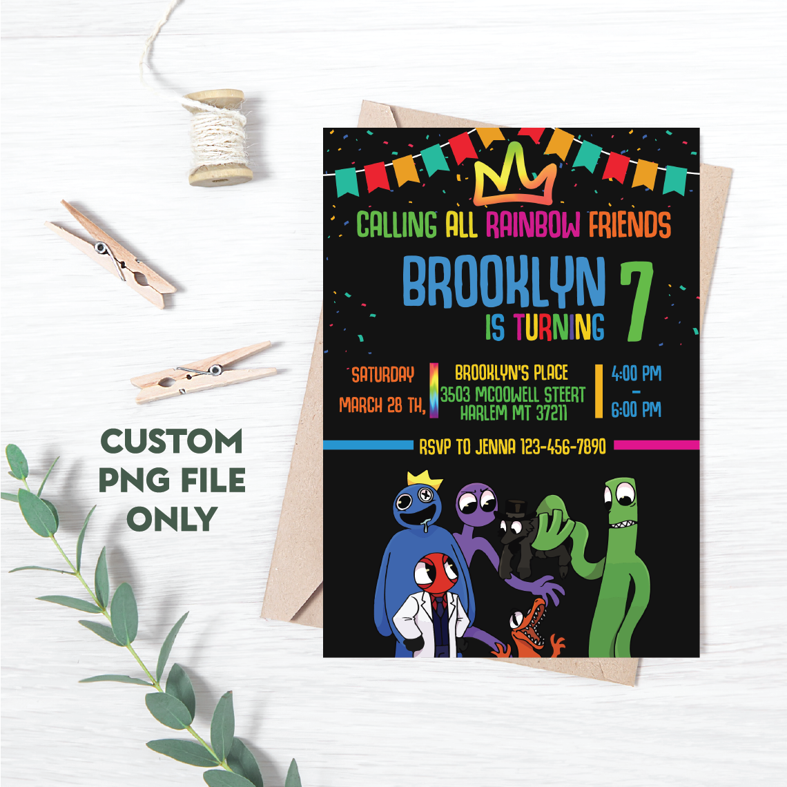 Personalized File Rainbow Friends Birthday Invitation | Rain - Inspire ...