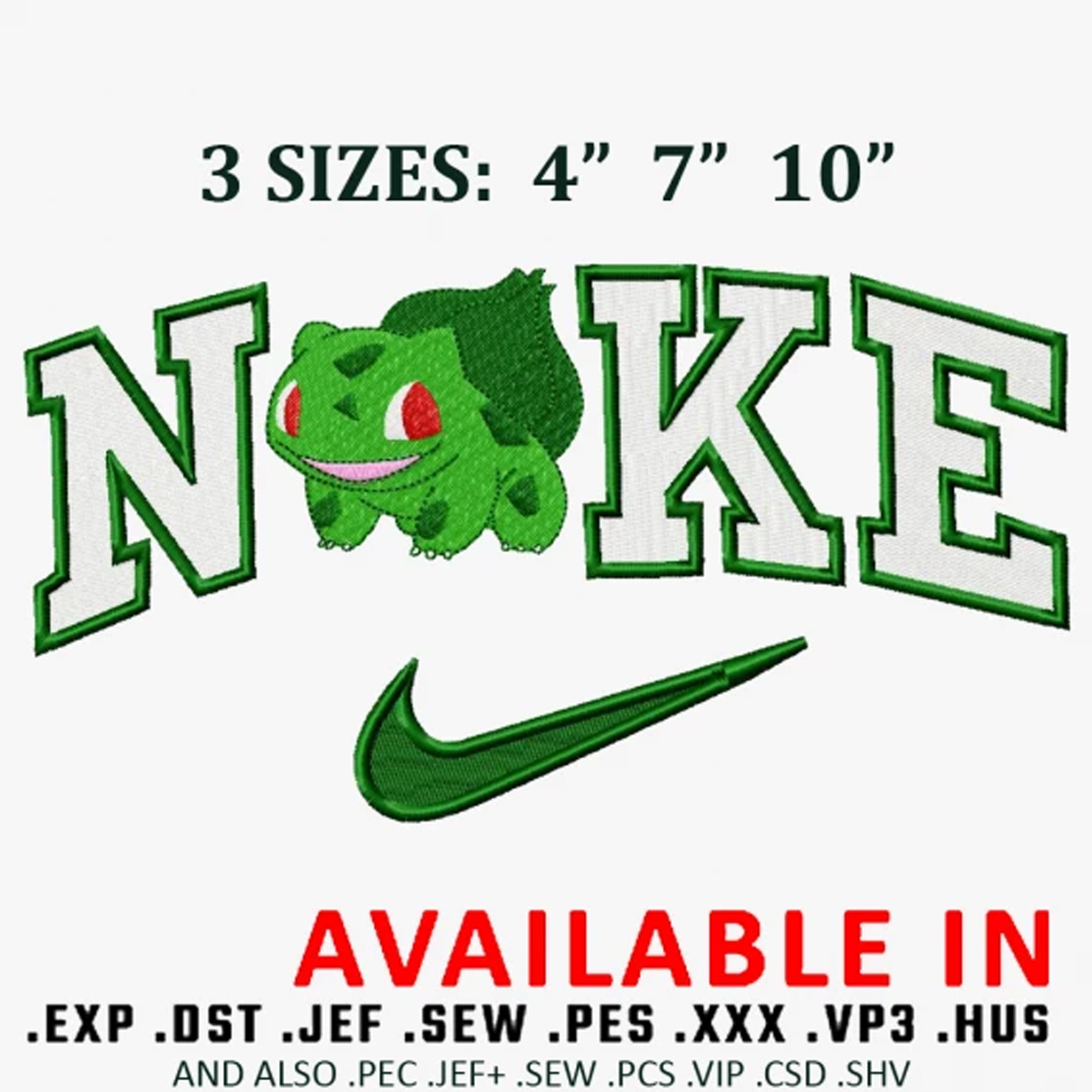 Bulbasaur Nike Embroidery Design, brands design, brands shir | Inspire ...