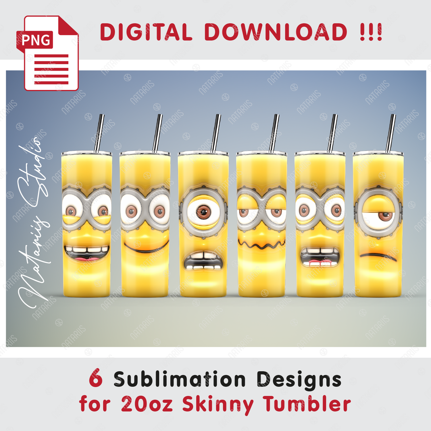 Minions 3D Inflated Puffy Seamless Sublimation 20oz Tumbler - Inspire ...