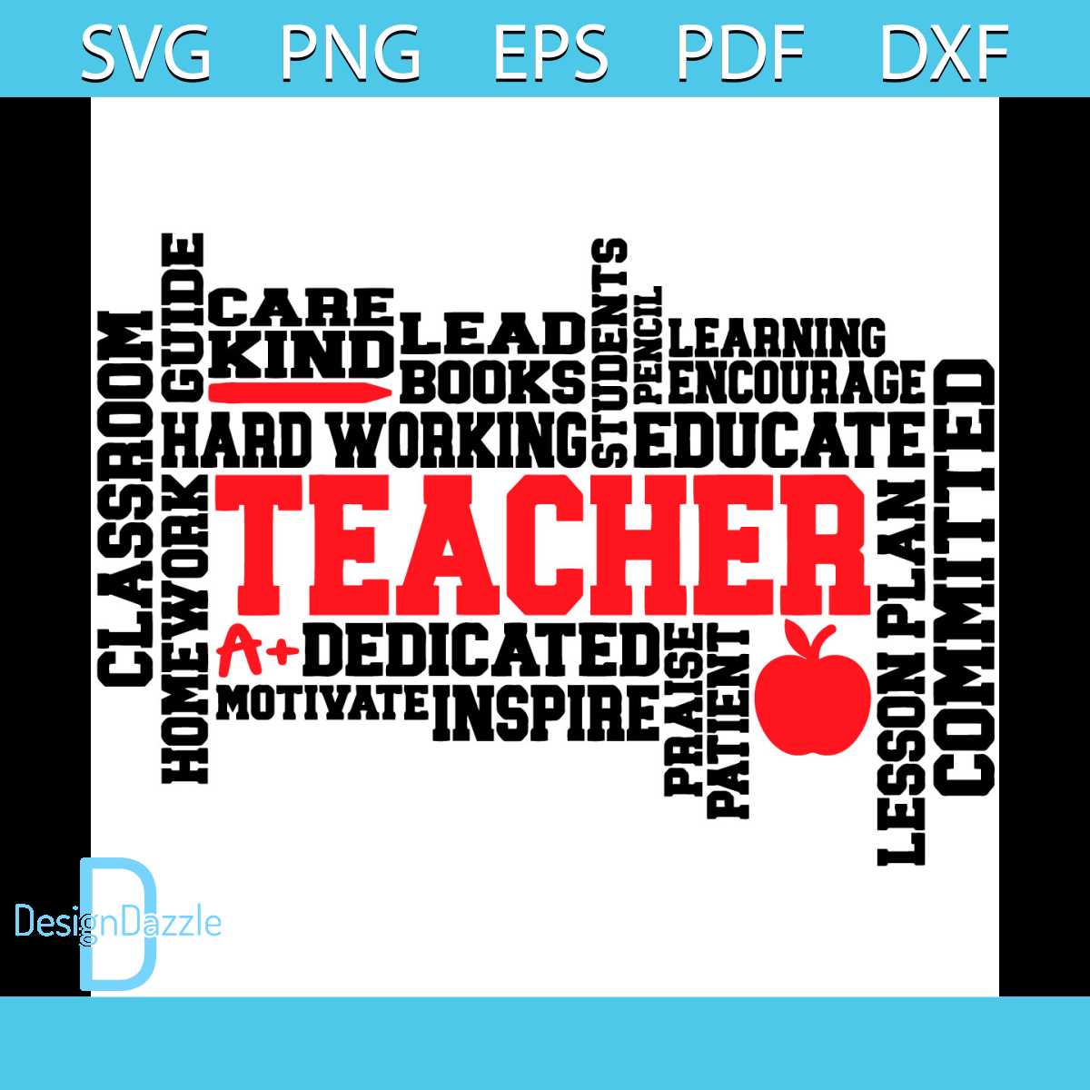 Teacher Word Art Svg, Back To School Svg, Hard Working Svg | Inspire Uplift