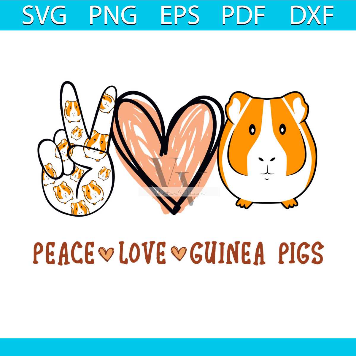 Hi Hand Peace Heart Love And Guinea Pigs Svg | Inspire Uplift