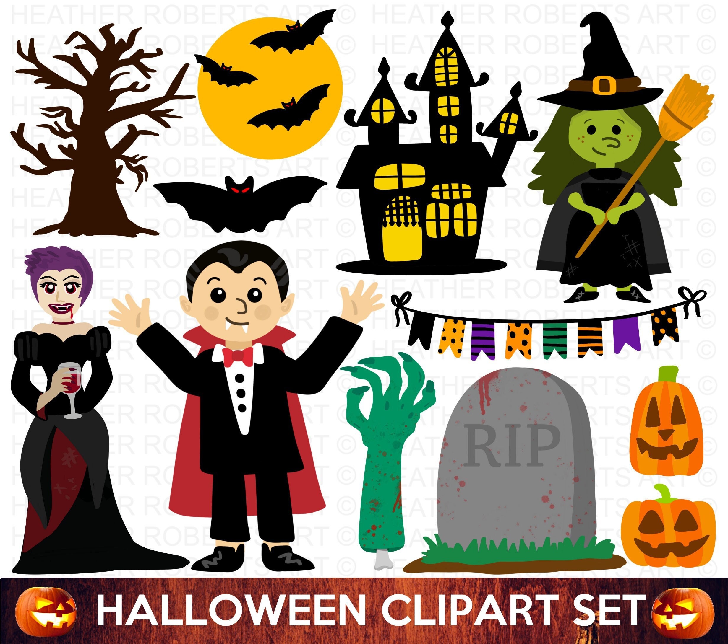 Halloween Clipart Set, Halloween PNG, Cute Halloween Clipart | Inspire ...