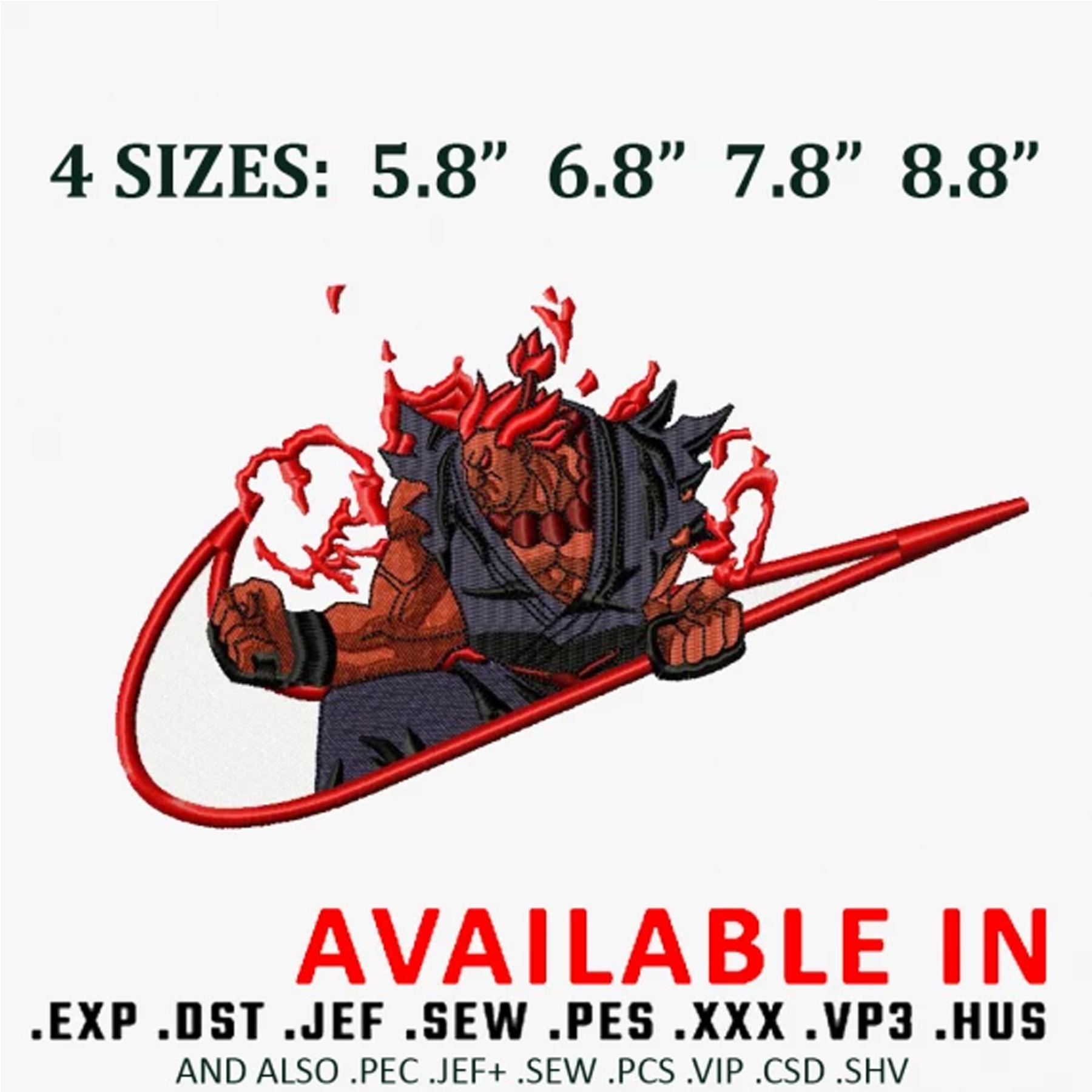 Akuma X Nike Embroidery design, Anime Embroidery, Embroidere | Inspire ...