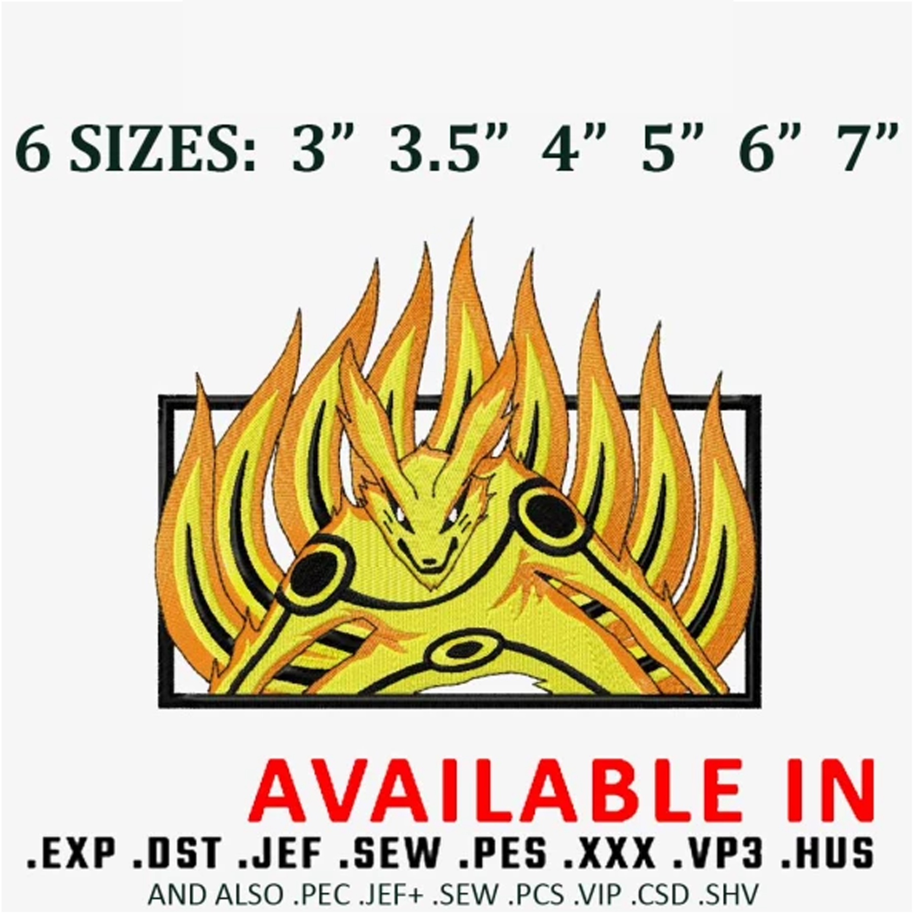 Kurama Naruto Embroidery design, Anime Embroidery, Embroider | Inspire ...