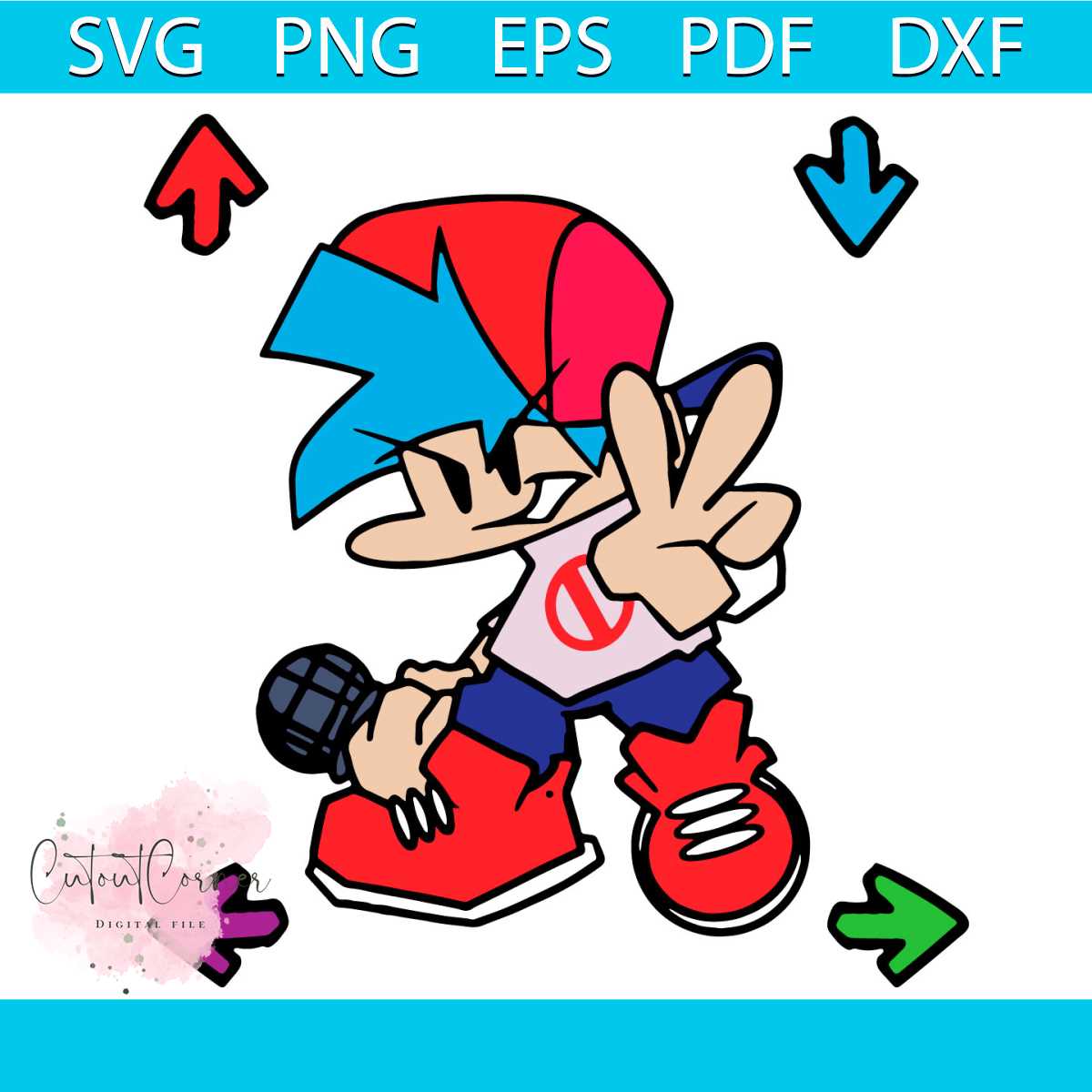 The Friday Night Funkin Boyfriends Hold Microphone Svg | Inspire Uplift