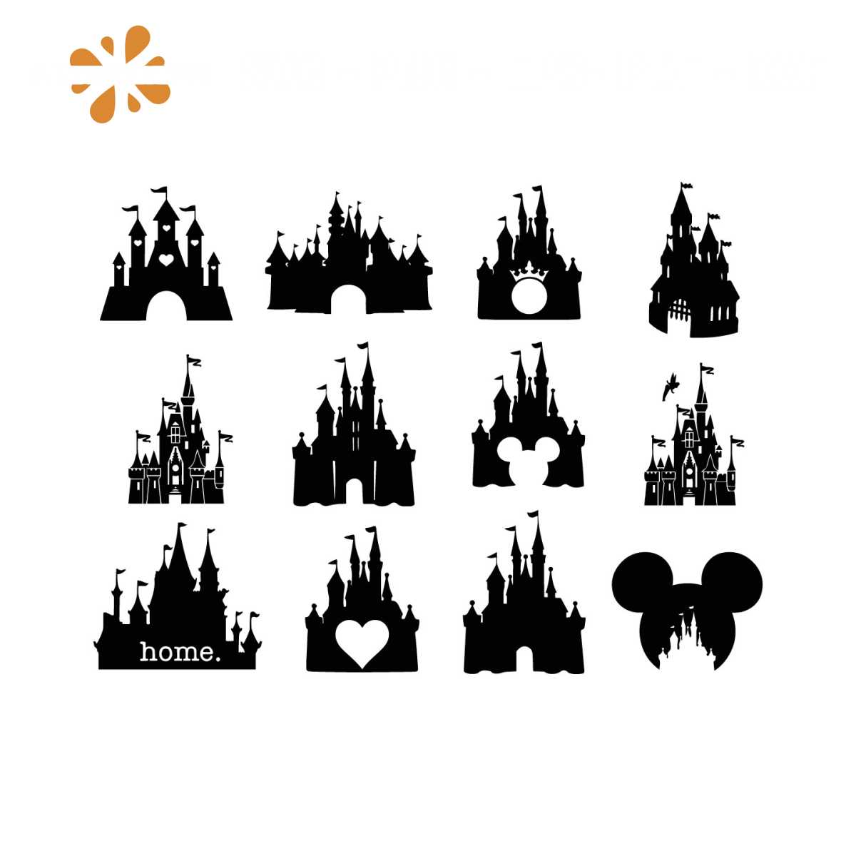 Disney Castle Svg Bundle, Disney Svg, Castle Svg, Disney Bun | Inspire ...