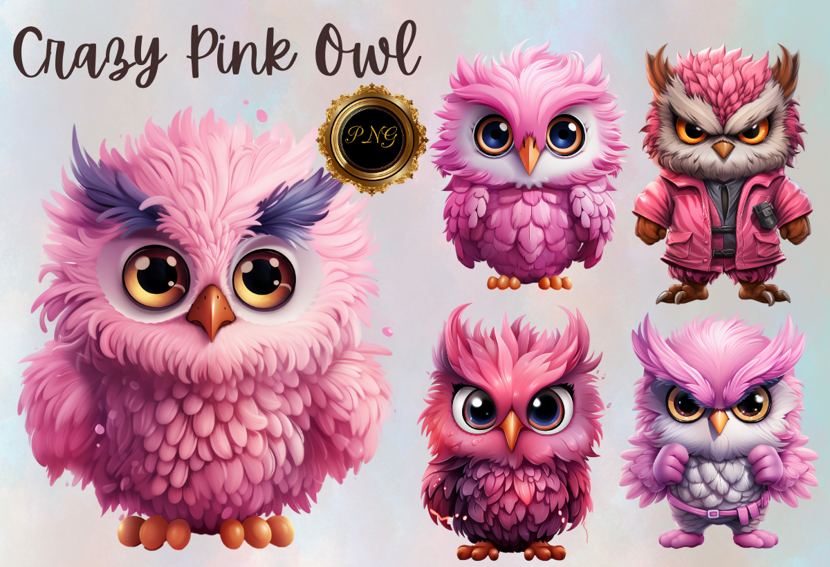 Cute Pink Owl Clipart