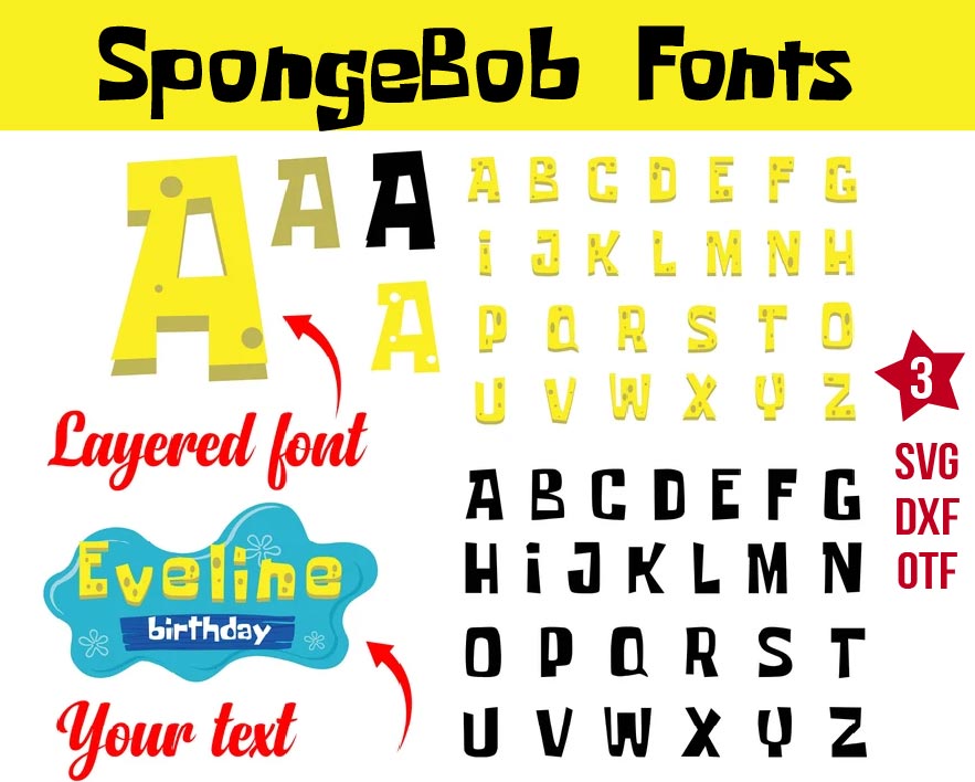 Spongebob Font SVG Bundle, Spongebob svg, Spongebob Font SVG - Inspire ...