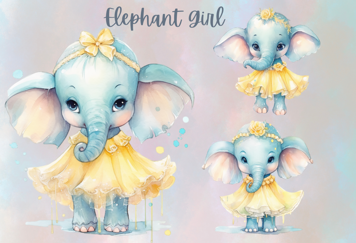 Watercolor Baby Elephant Clipart Png,Girl elephant,Cute Elep - Inspire ...
