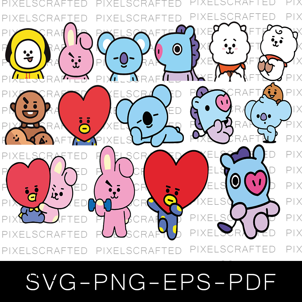 BT21 SVG Bundle, BT 21 Cutfile, Kid Cartoon Clipart | Inspire Uplift
