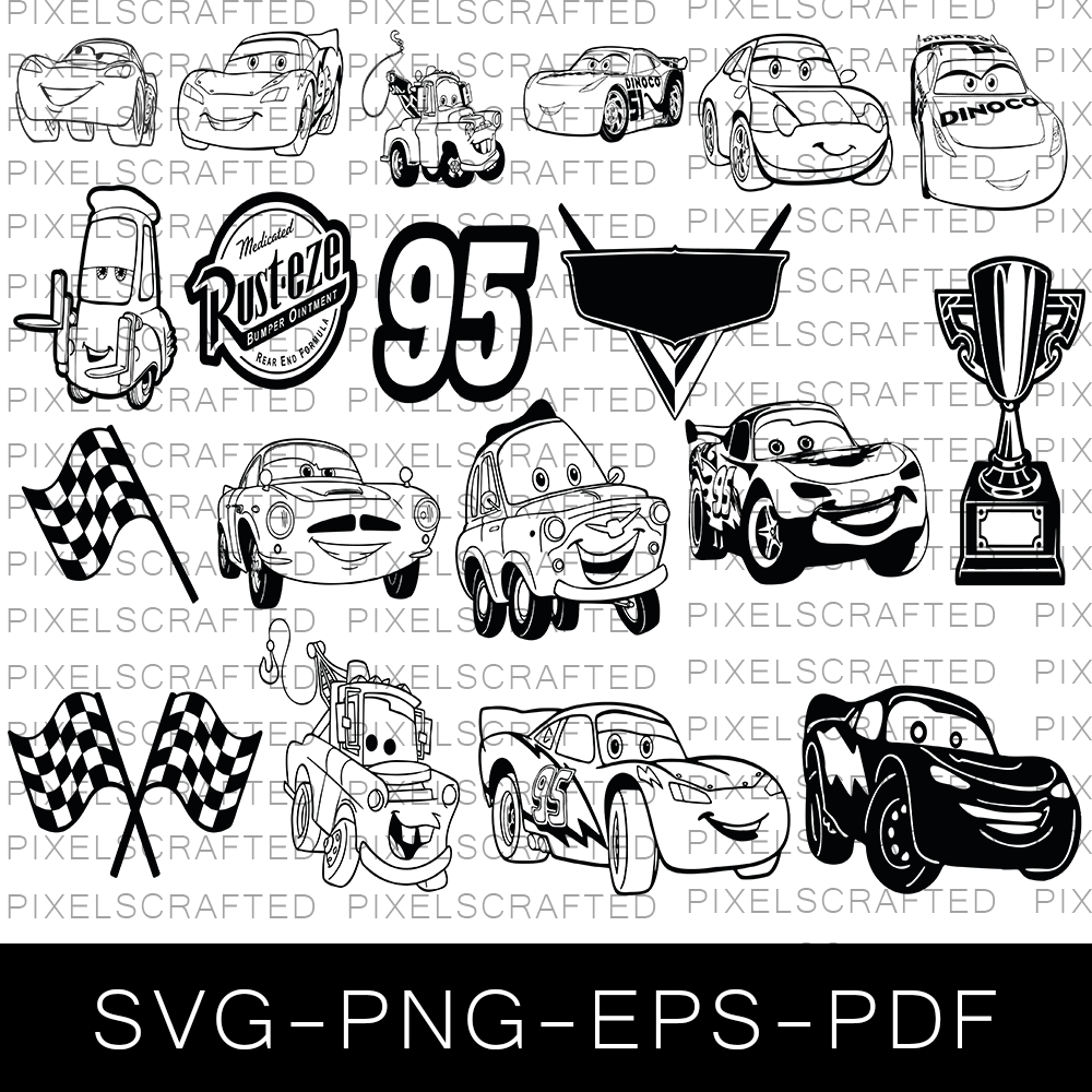 Disney Cars SVG Bundle, Cars Silhouette Cut file, Cars Clipa - Inspire ...
