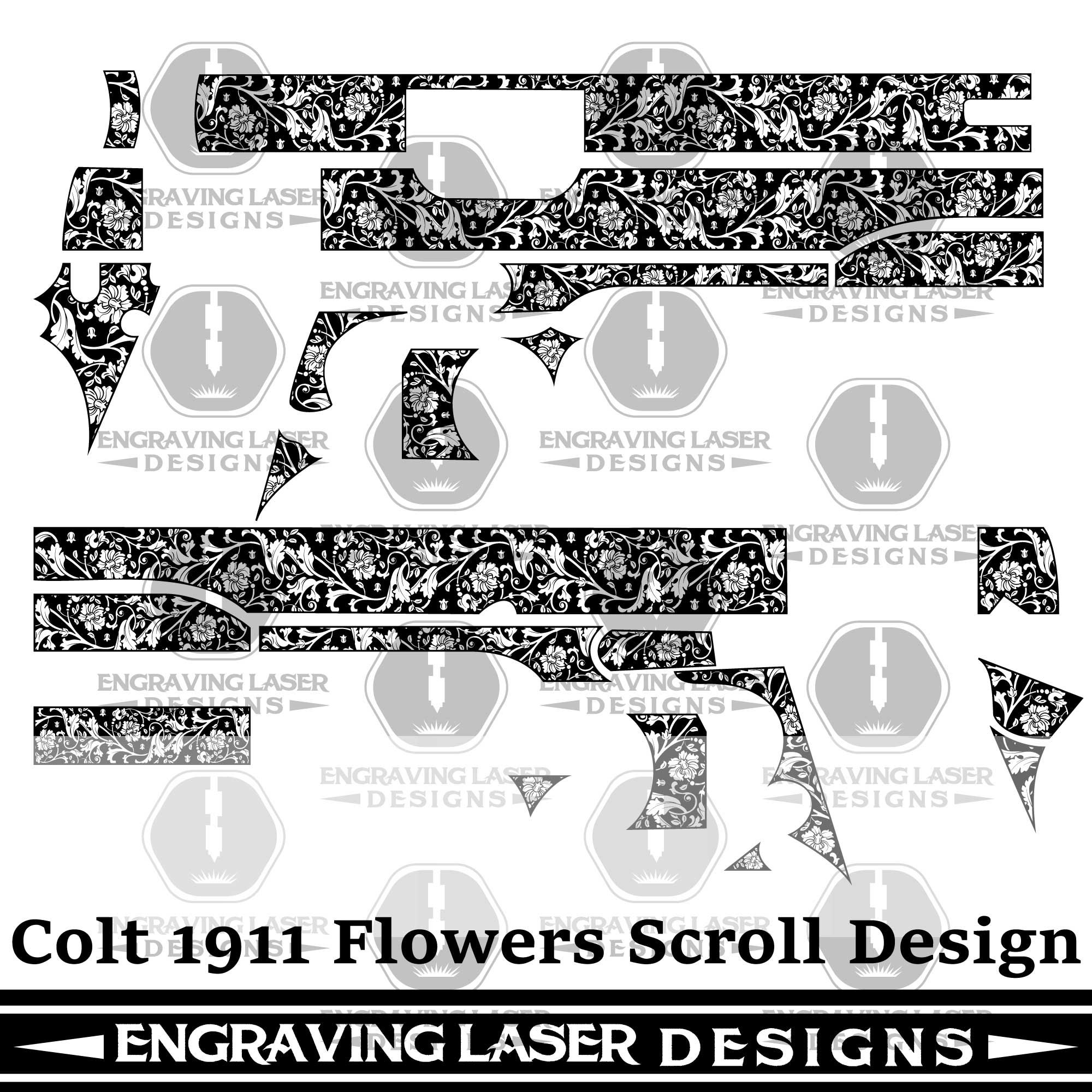 This Engraving Laser Designs Colt 1911 Flowers Scroll Design - Inspire ...