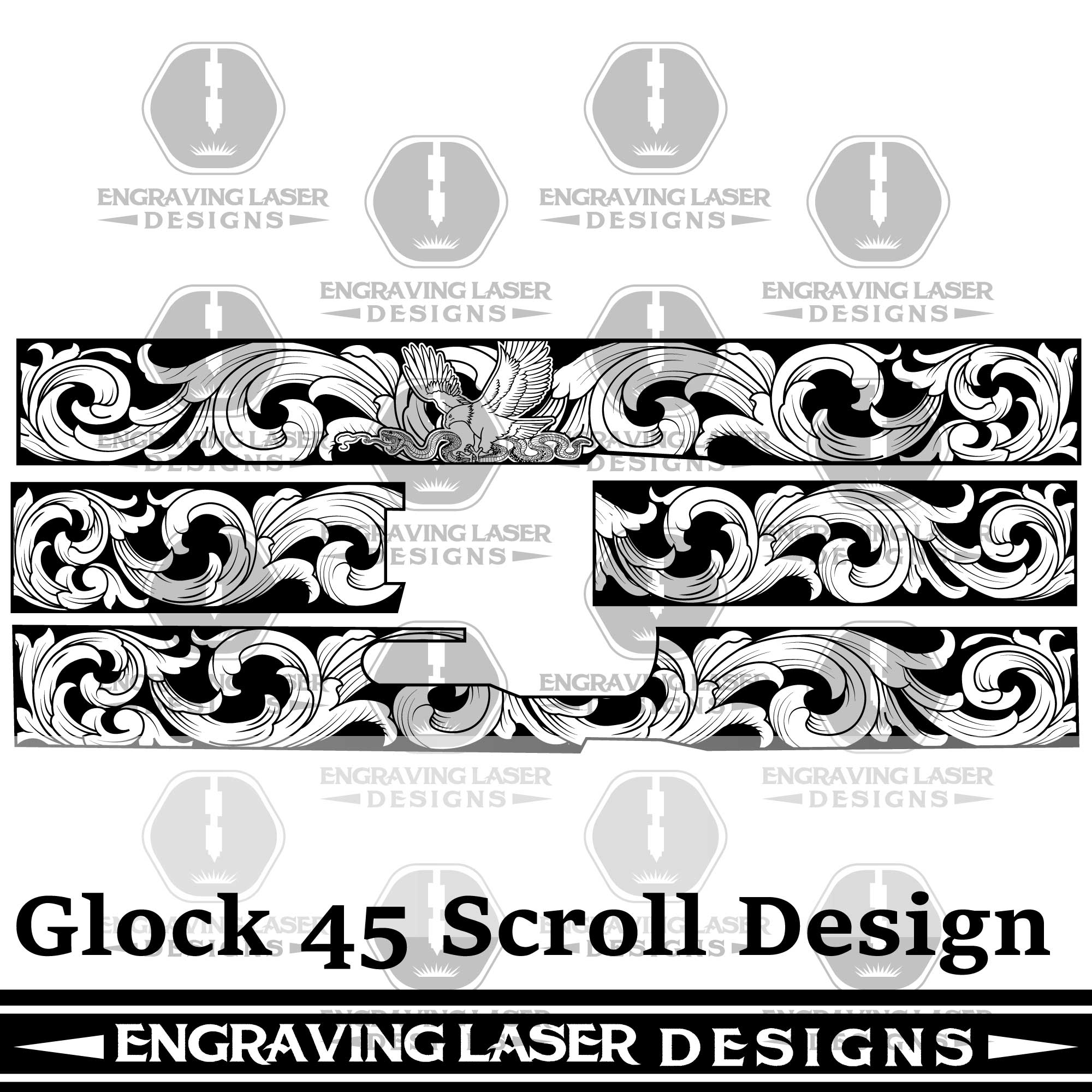 Engraving Laser Designs Glock 45 Scroll Design - Inspire Uplift