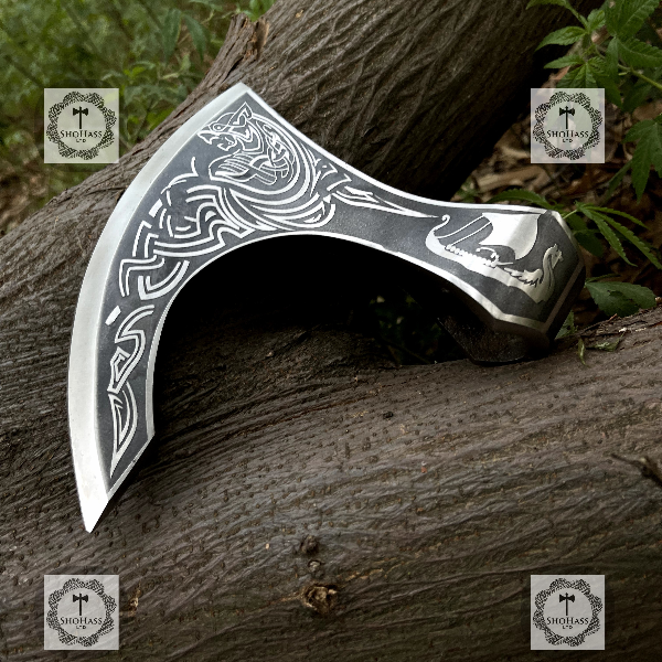 Hand Forged Medieval Finish Viking Bearded Axe Head, Hatchet - Inspire ...