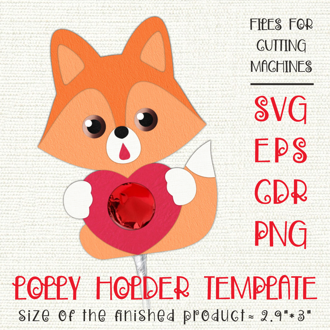 Fox Lollipop Holder | Valentines Paper Craft Template SVG | Inspire Uplift