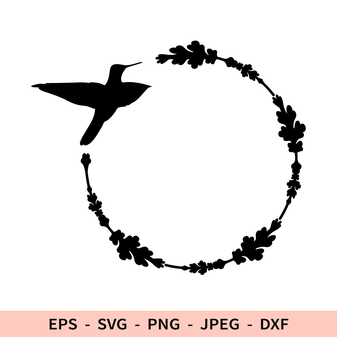 Hummingbird Bird Frame Svg Round Wreath Svg Circle Dxf File | Inspire ...