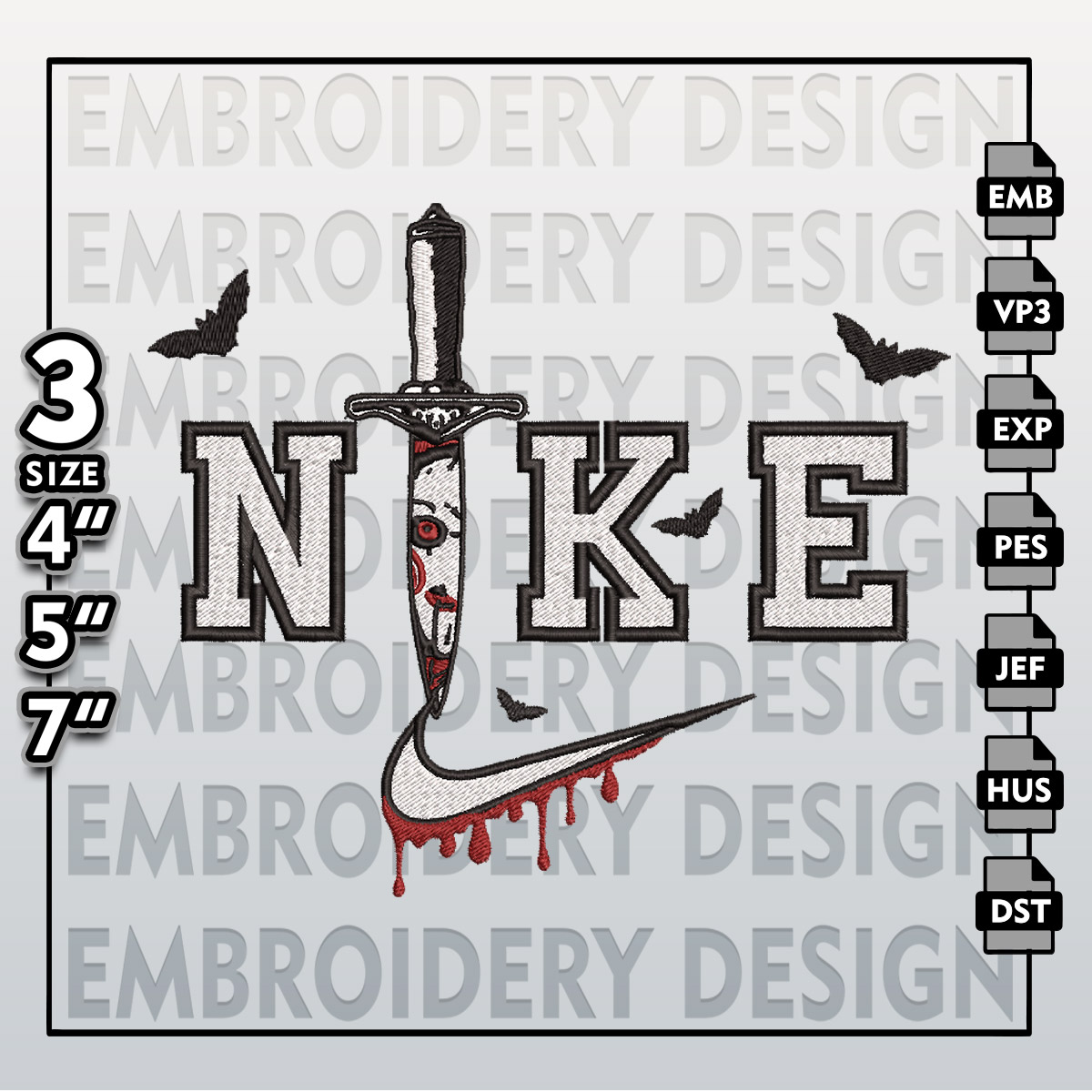 Machine Embroidery Pattern, Nike Jigsaw With Knife Embroider | Inspire ...